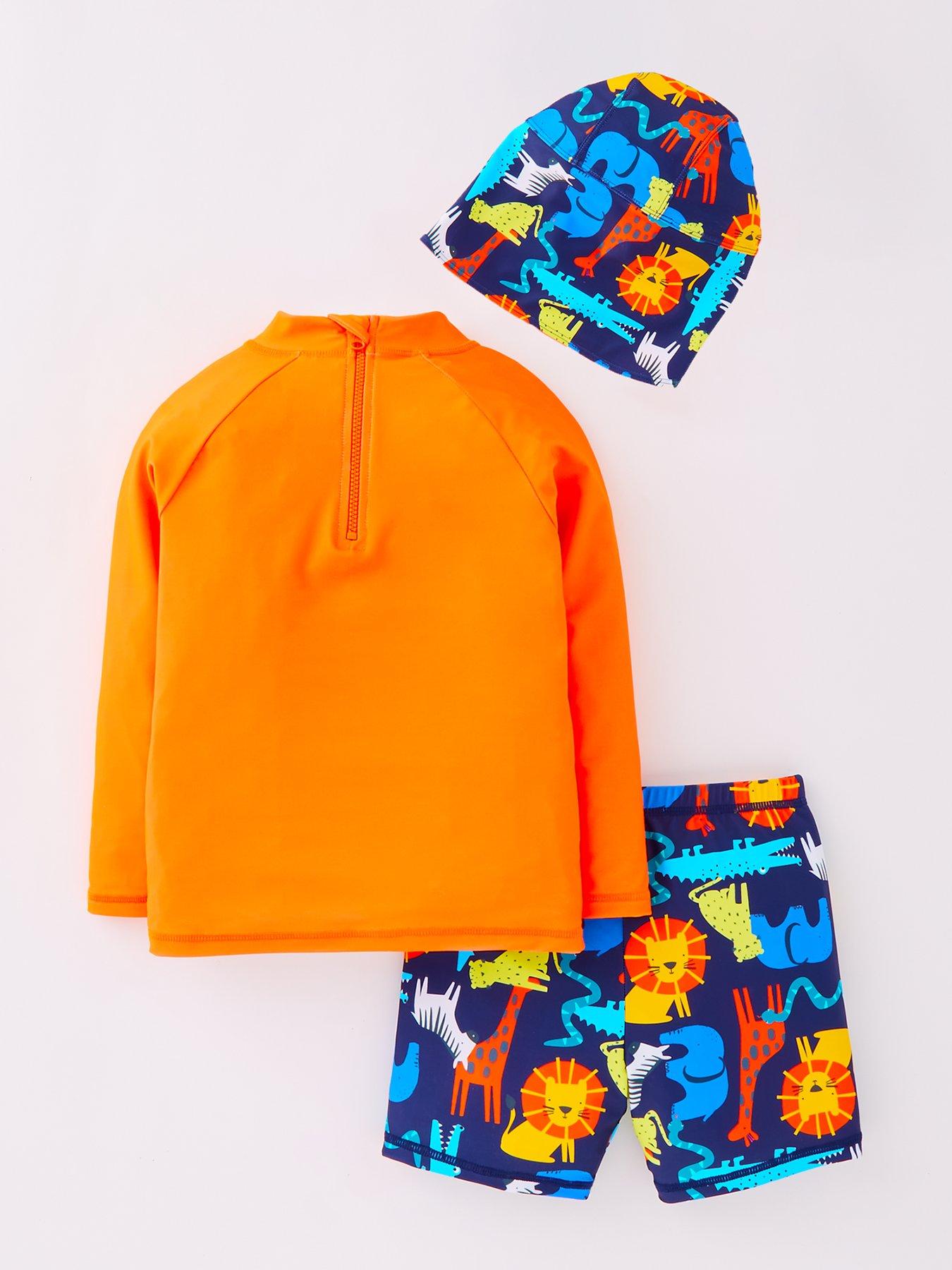Mini V by Very Boys Croc Rash Vest, Short and Hat Swim Set - Multi ...