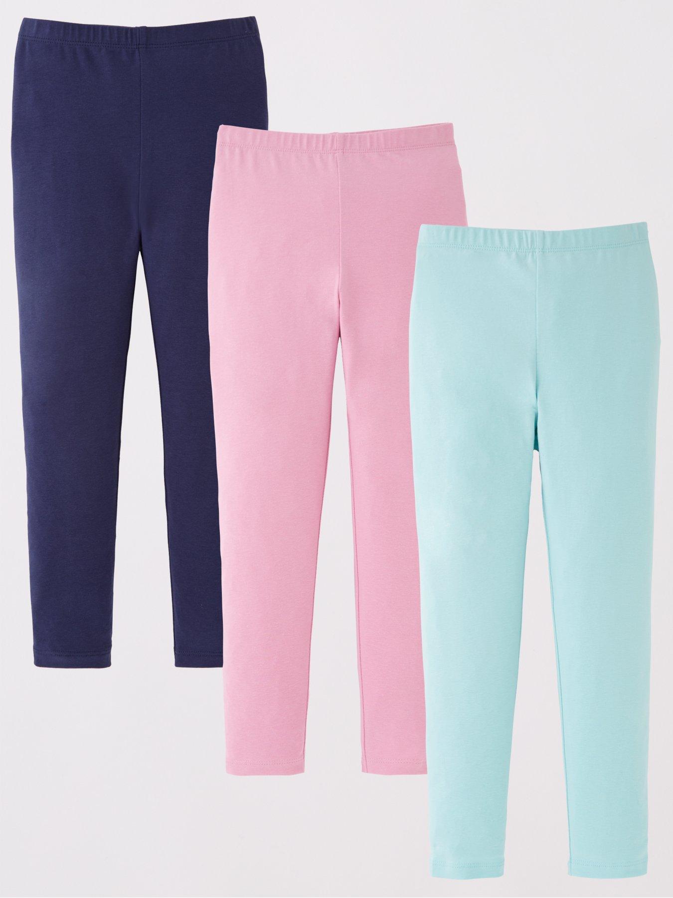 Everyday Girls 3 Pack Legging - Navy/Fuchsia/Turquoise | Very.co.uk