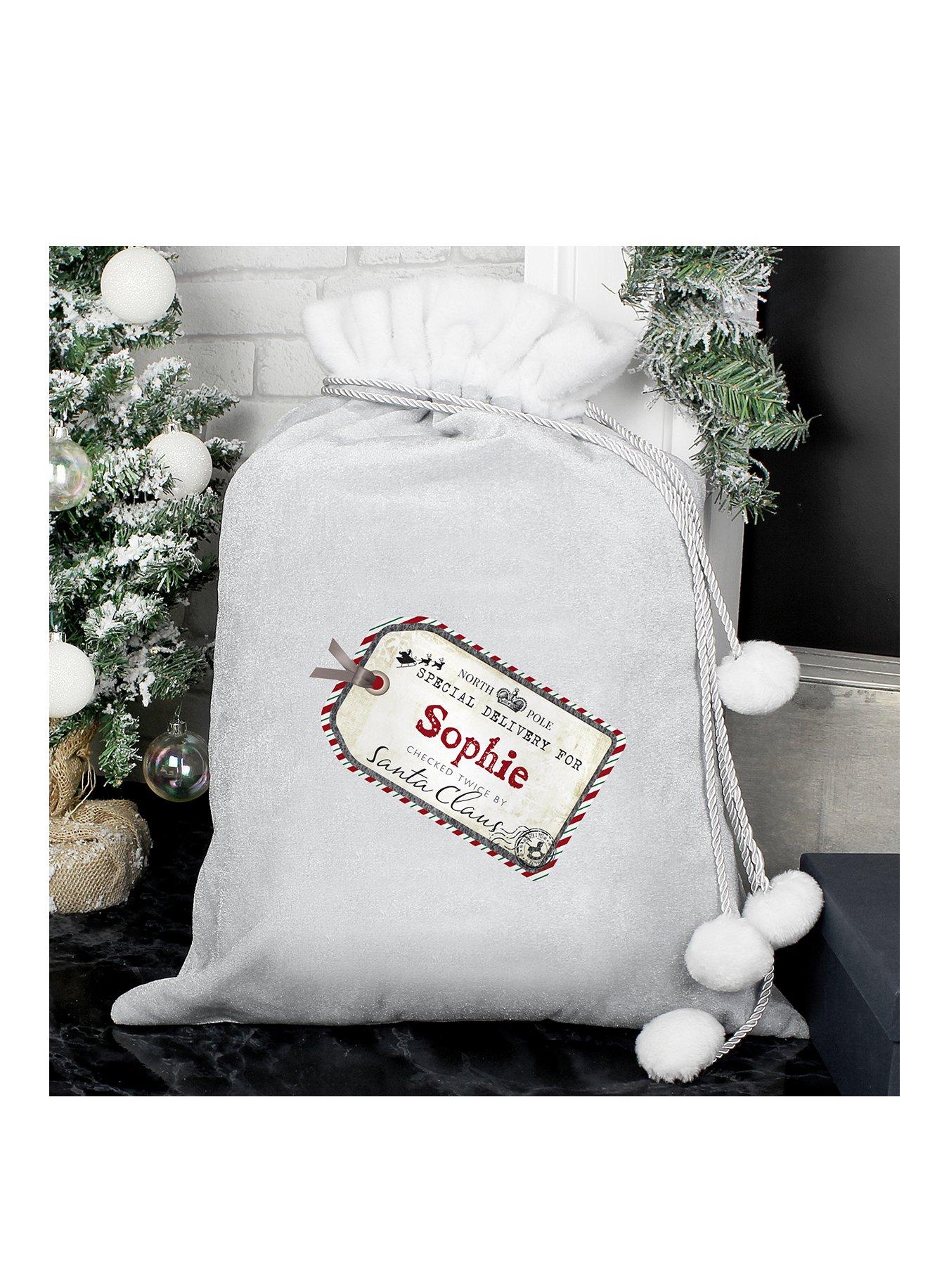 The Personalised Memento Company Personalised Christmas Tag Grey Sack ...