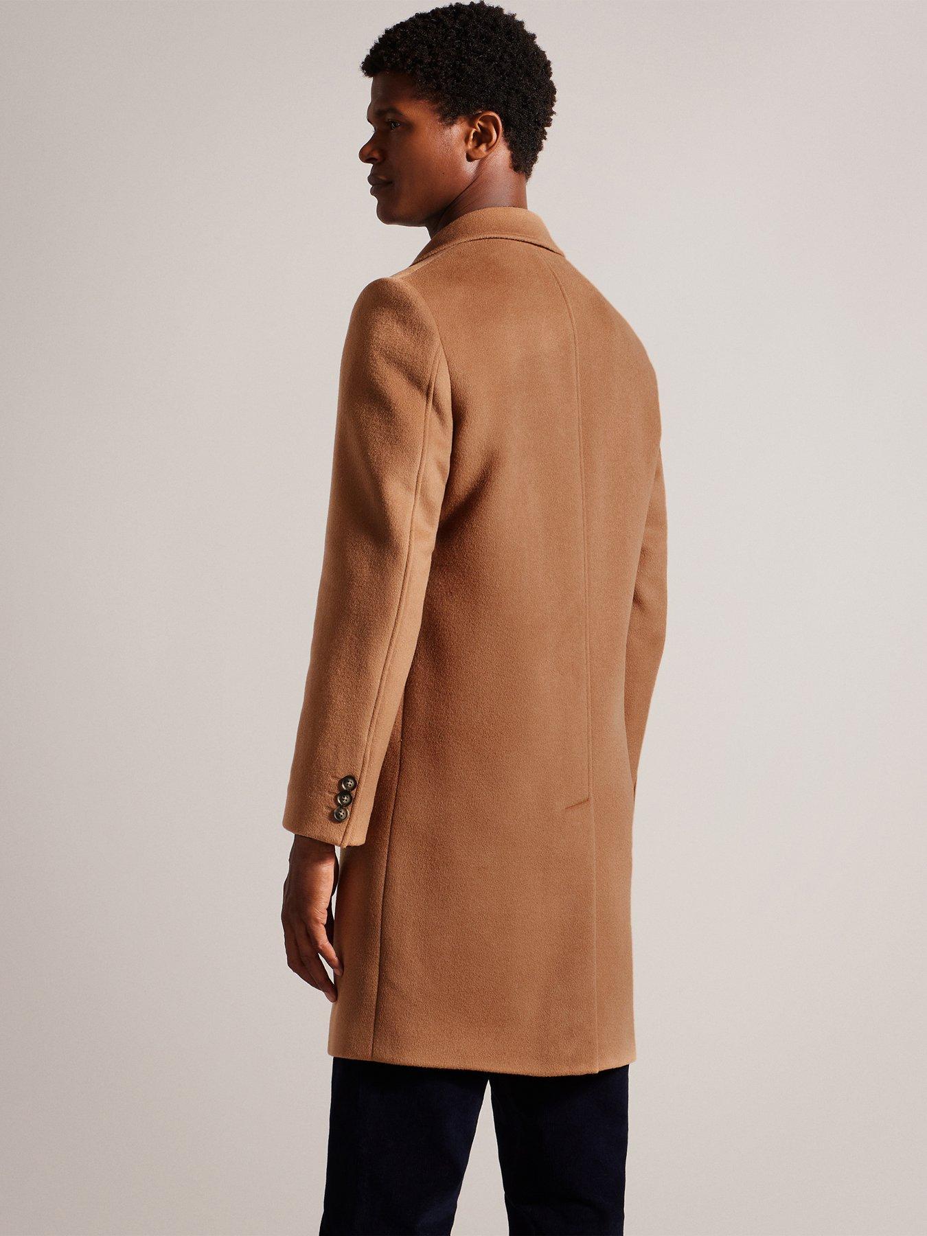 Ted Baker Wilding Wool Blend Smart Overcoat - Brown | very.co.uk