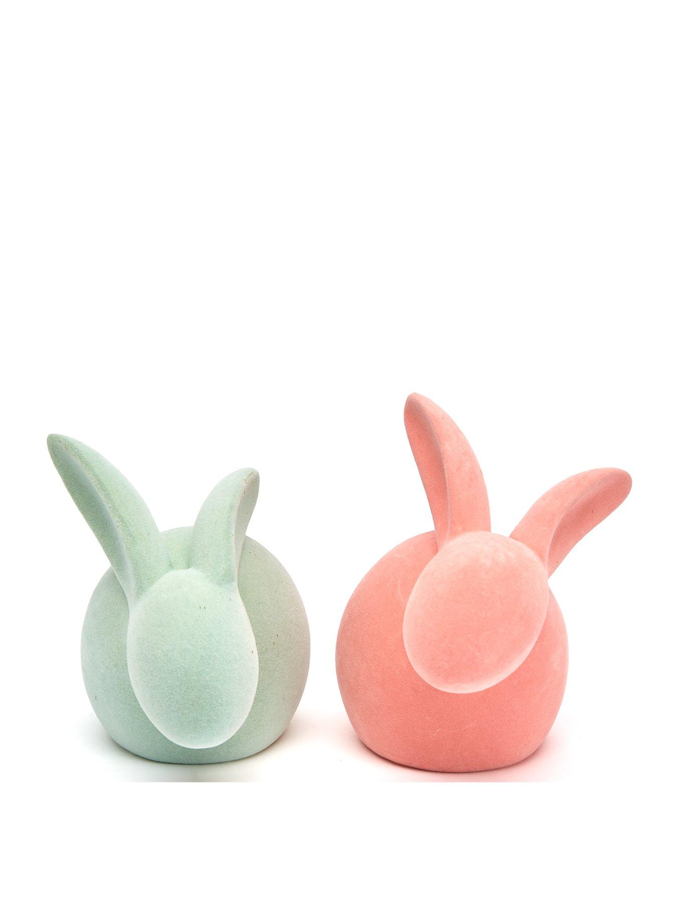 Very Home Set of 2 Flocked Spring/ Easter Rabbit Decorations | Very