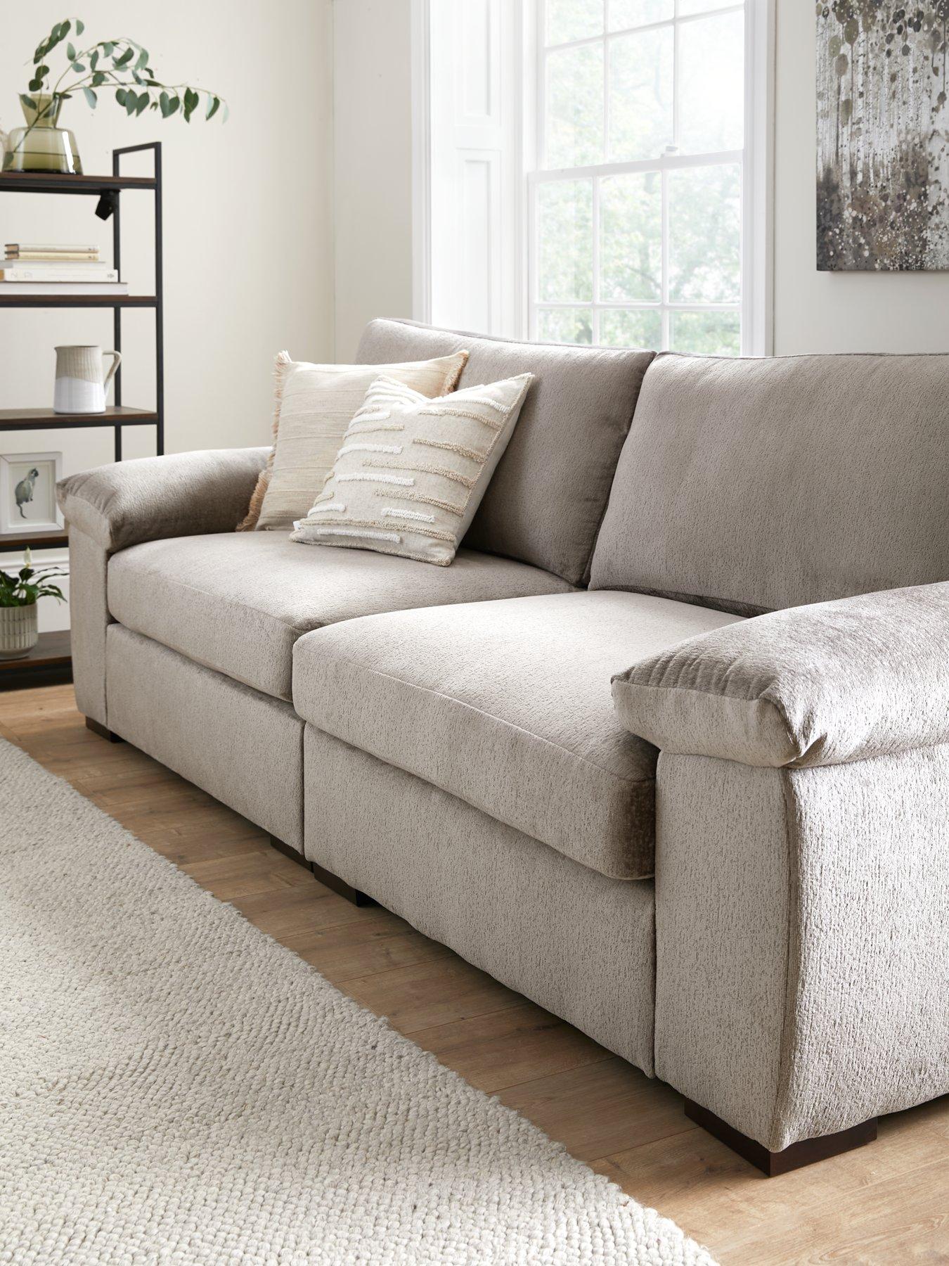 Salerno Standard Back 4 Seater Fabric Sofa Taupe FSC Certified