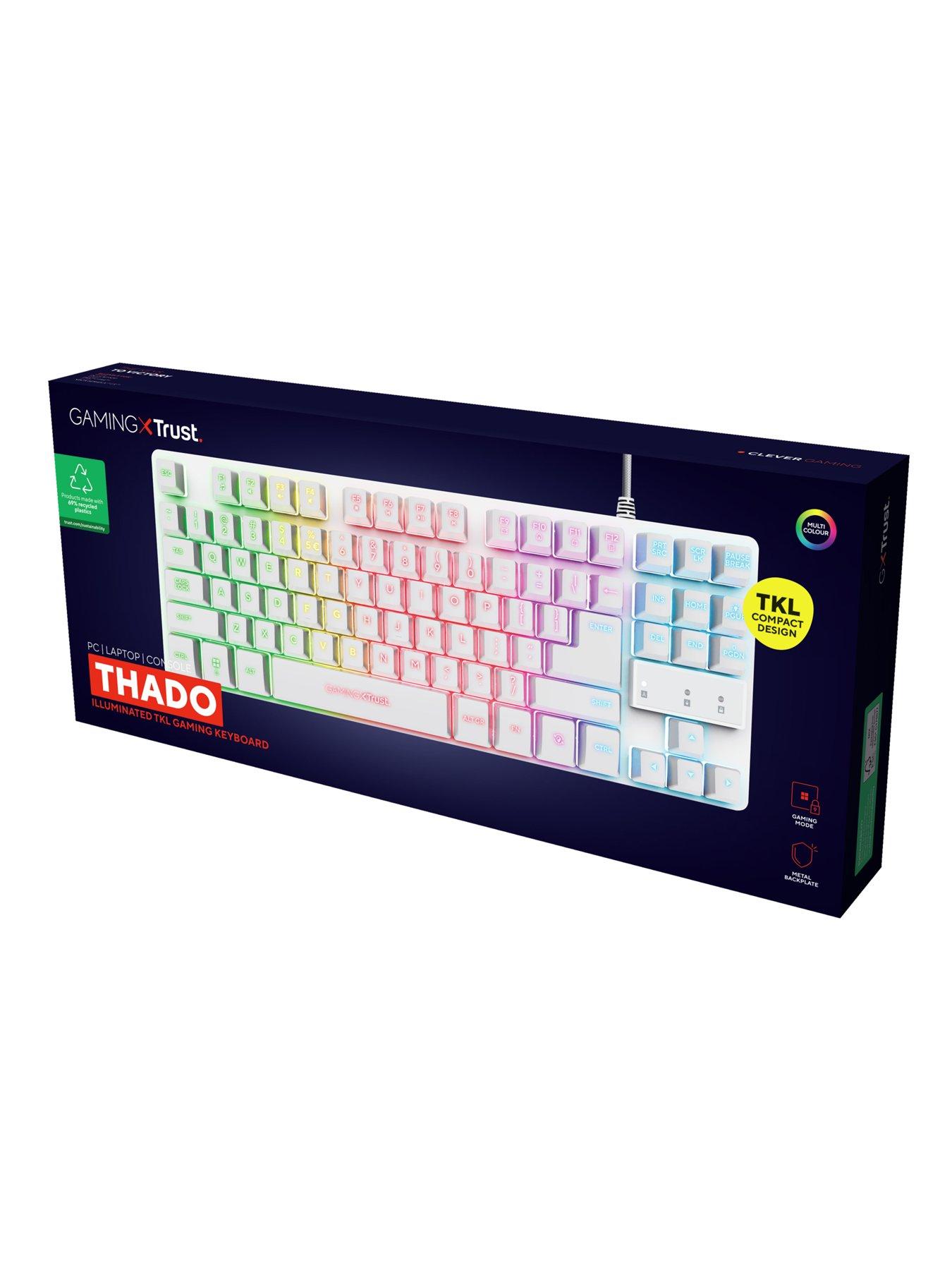 Trust GXT 833W Thado TKL Illuminated PC Gaming Keyboard - White | Very