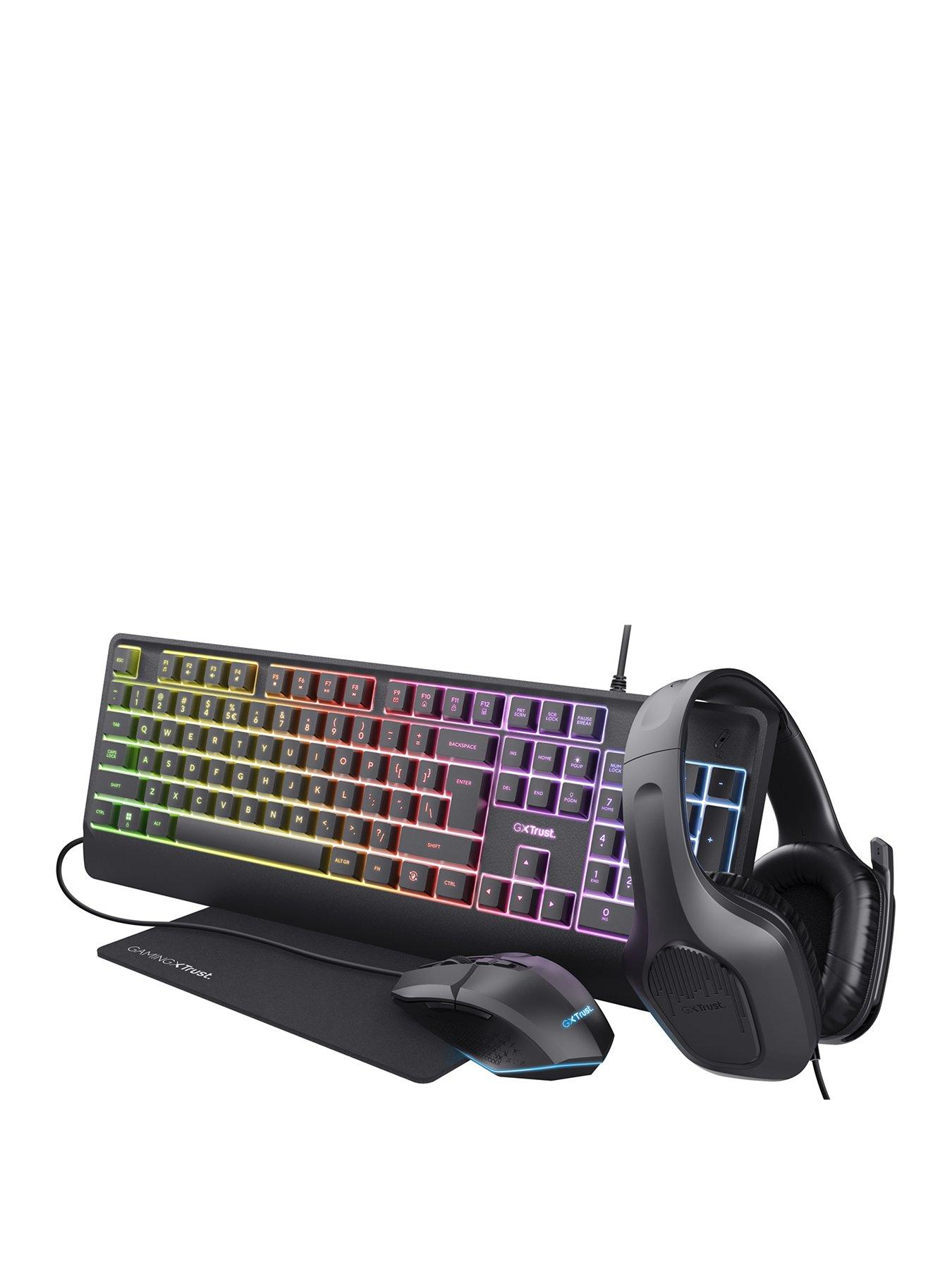 Trust GXT 792 Quadrox 4-in-1 Gaming Bundle - Gaming Headset, Light Up ...