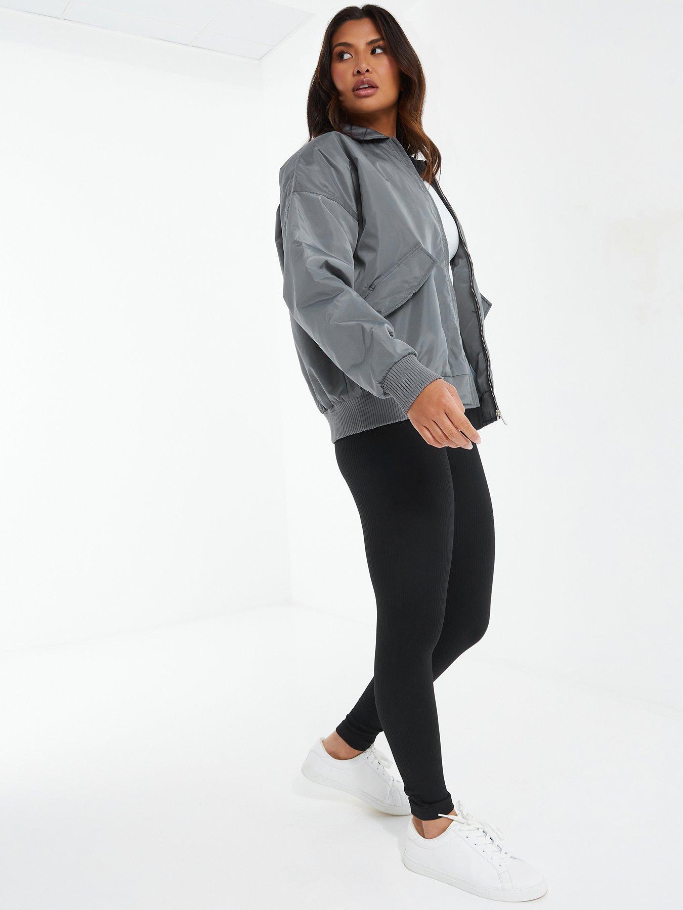 Quiz Grey Oversized Bomber Jacket | Very