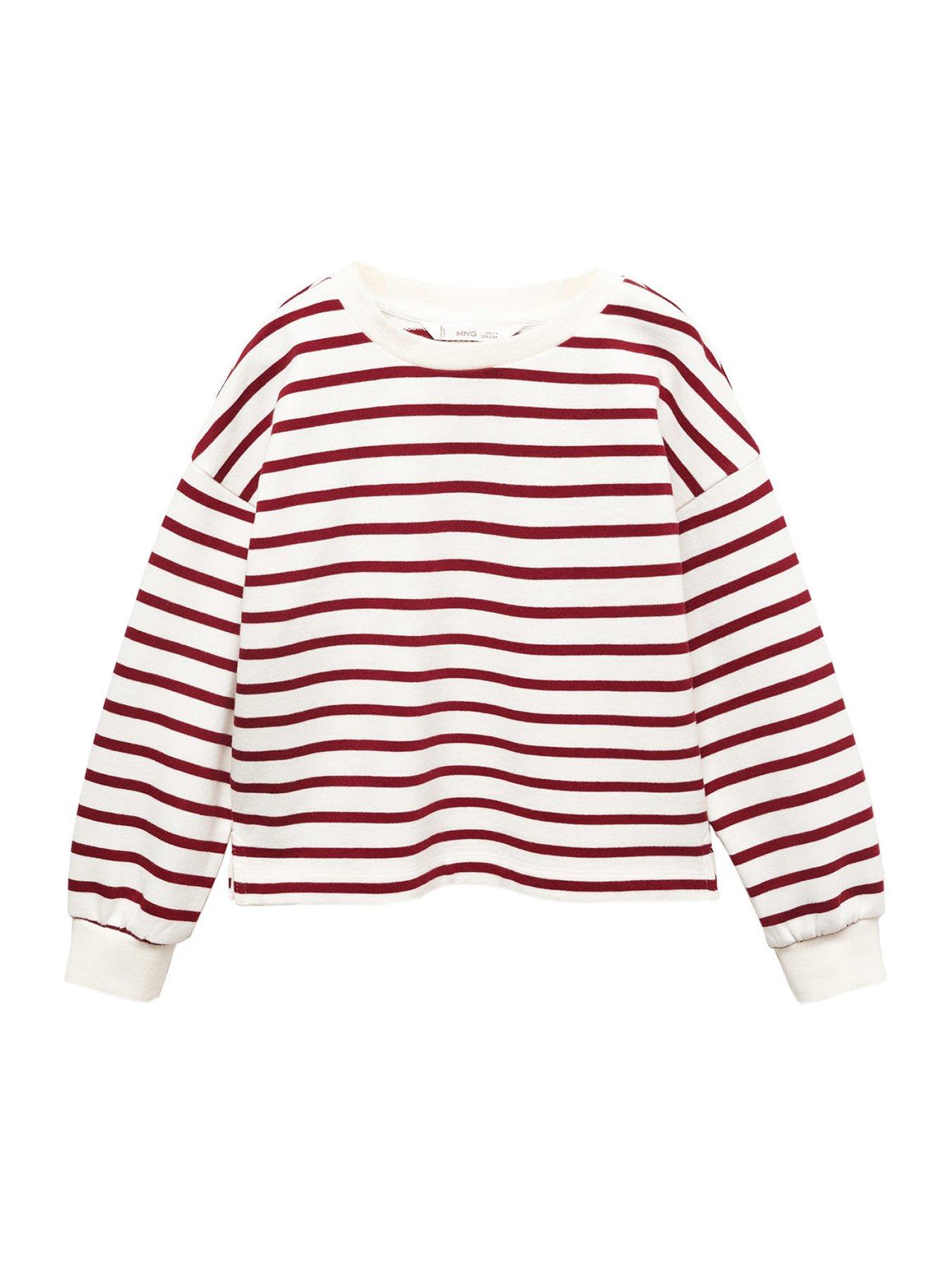 Mango Girls Oversized Striped Sweat - Red | Very.co.uk