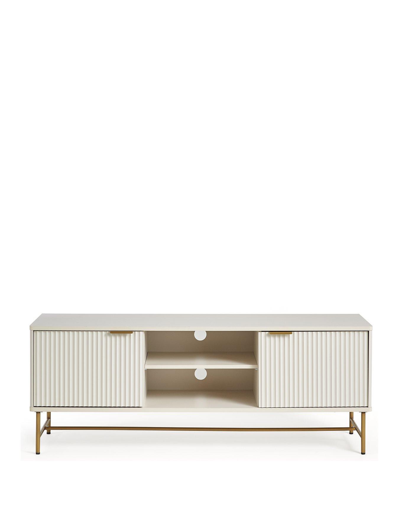 Very Home Cora TV Unit - Ivory/Brass - fits up to 60 inch TV | Very