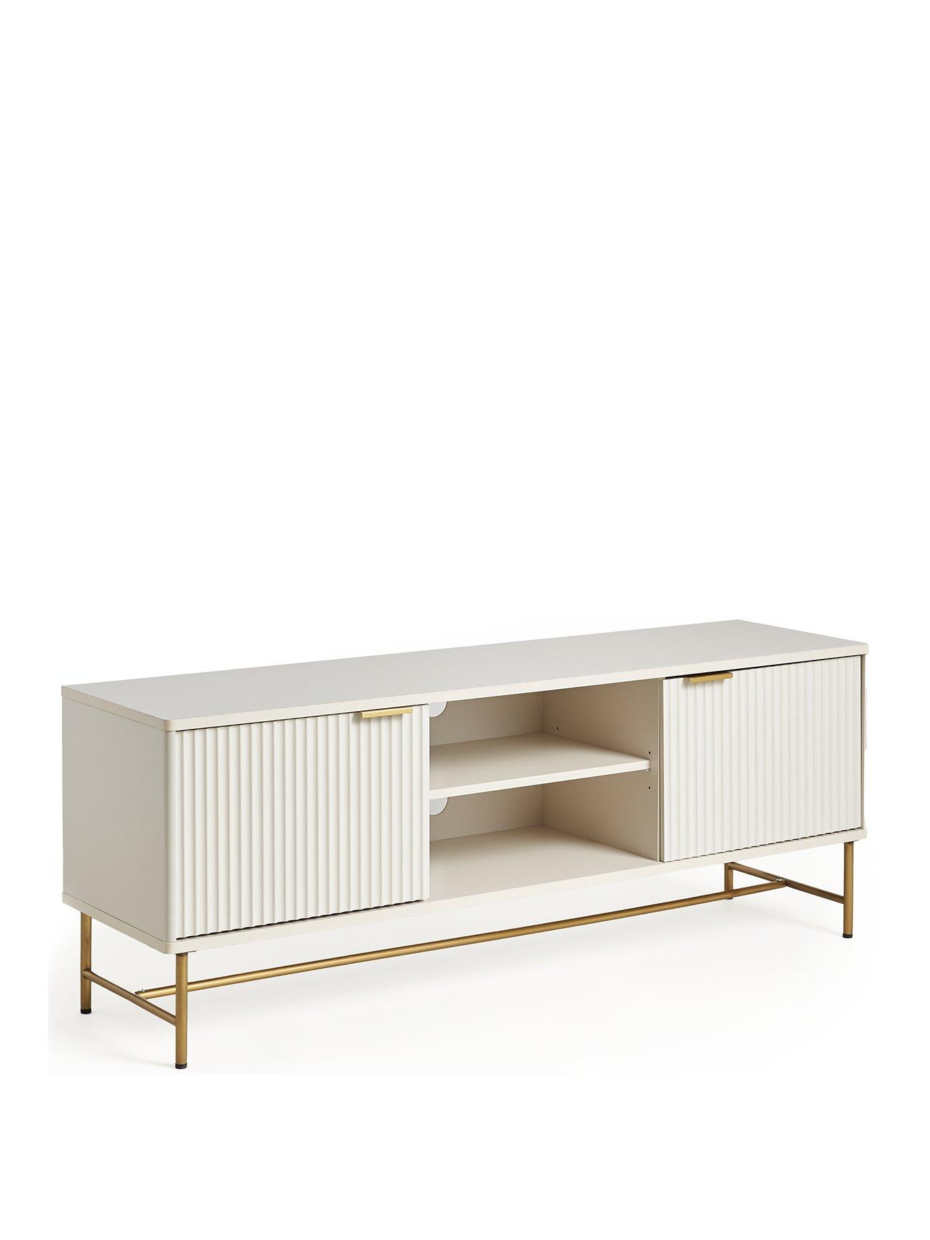 Very Home Cora TV Unit - Ivory/Brass - fits up to 60 inch TV | Very.co.uk