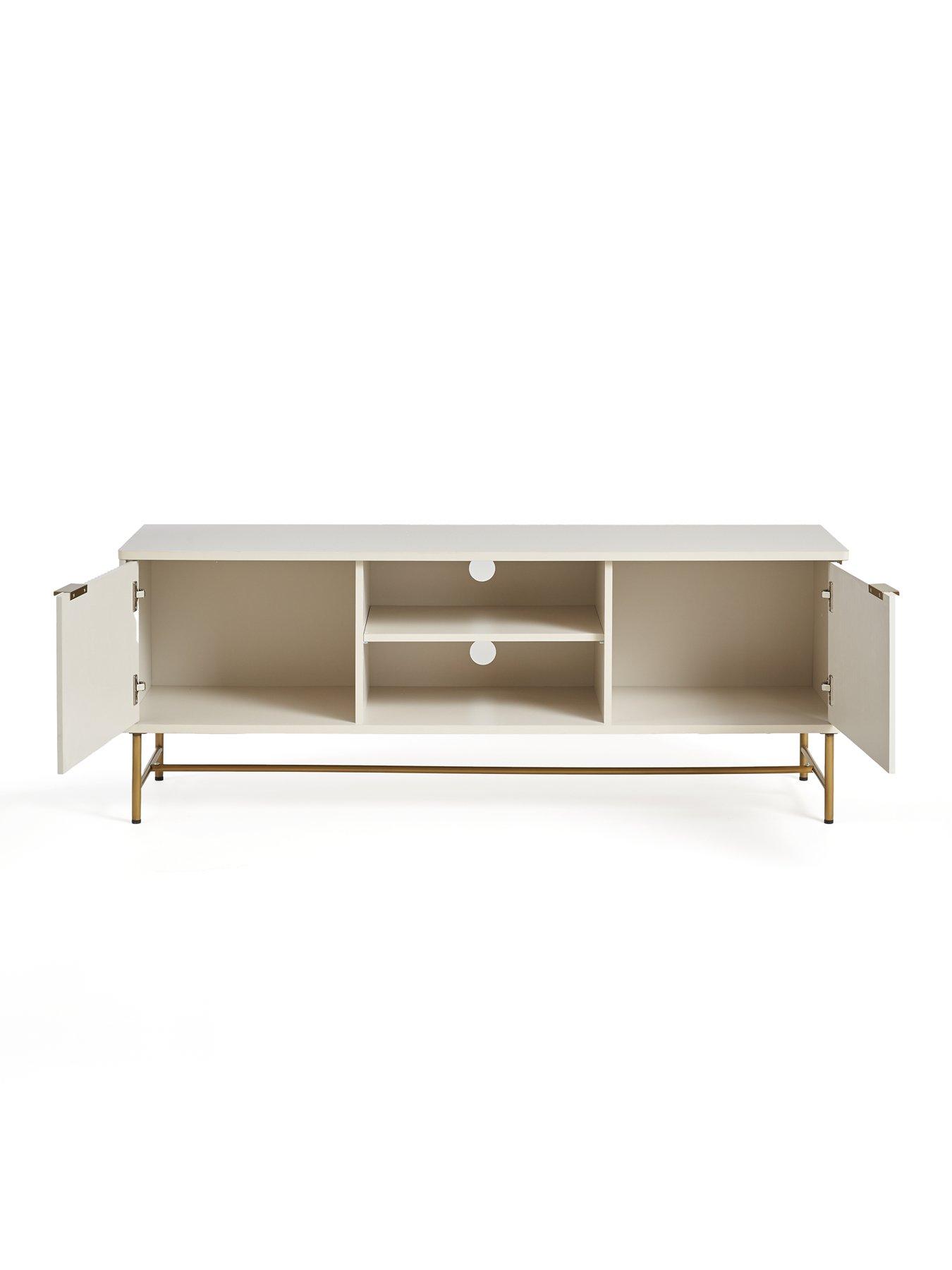 Very Home Cora TV Unit - Ivory/Brass - fits up to 60 inch TV | Very