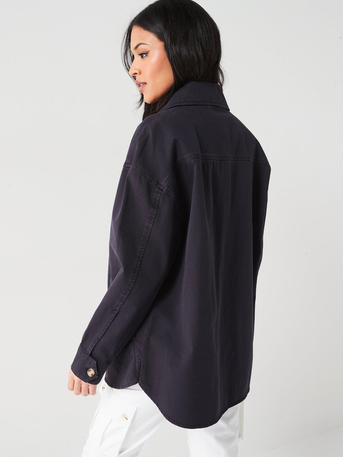 V by Very Short Washed Cotton Jacket - Navy | Very