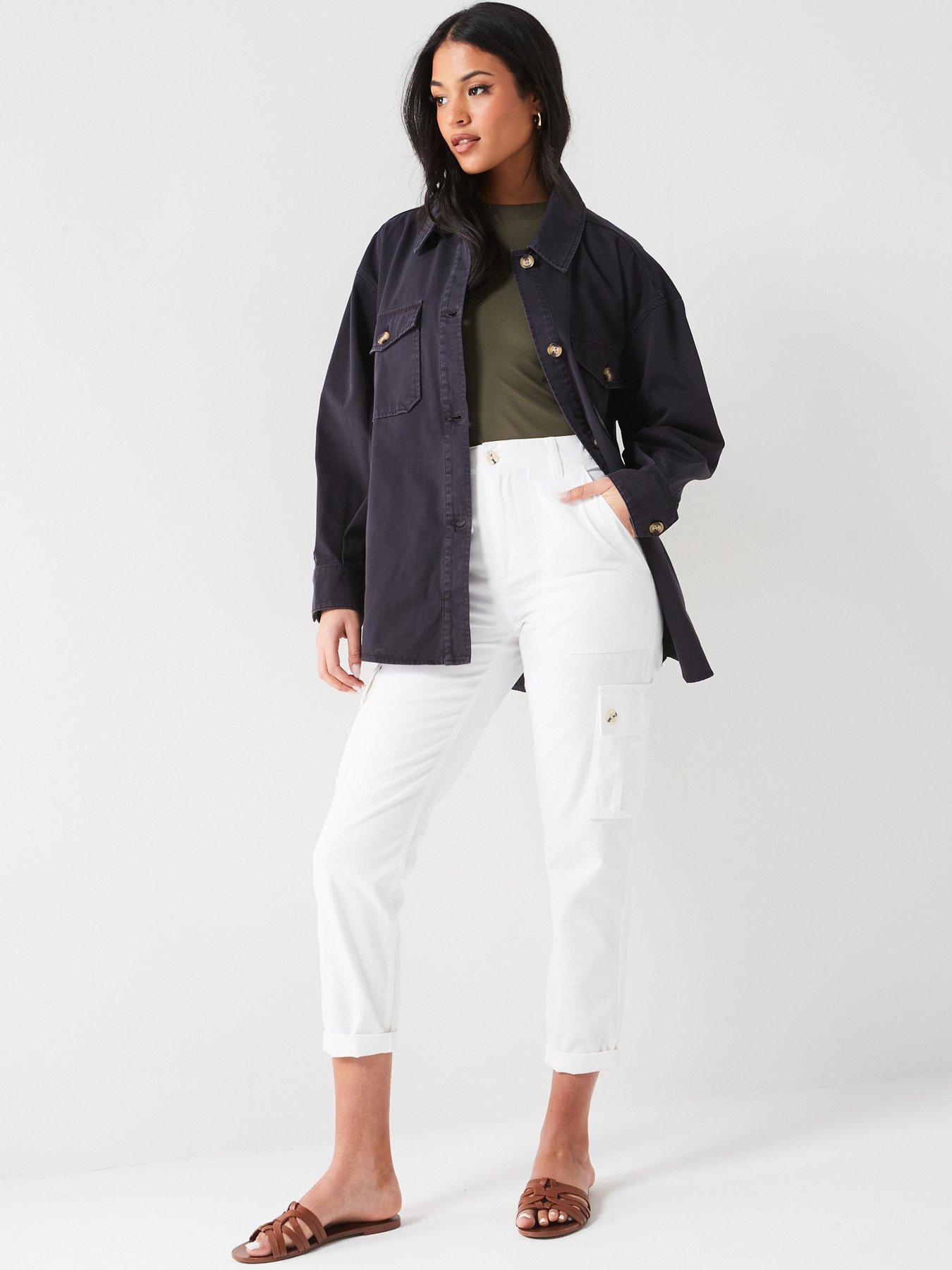 V by Very Short Washed Cotton Jacket - Navy | Very