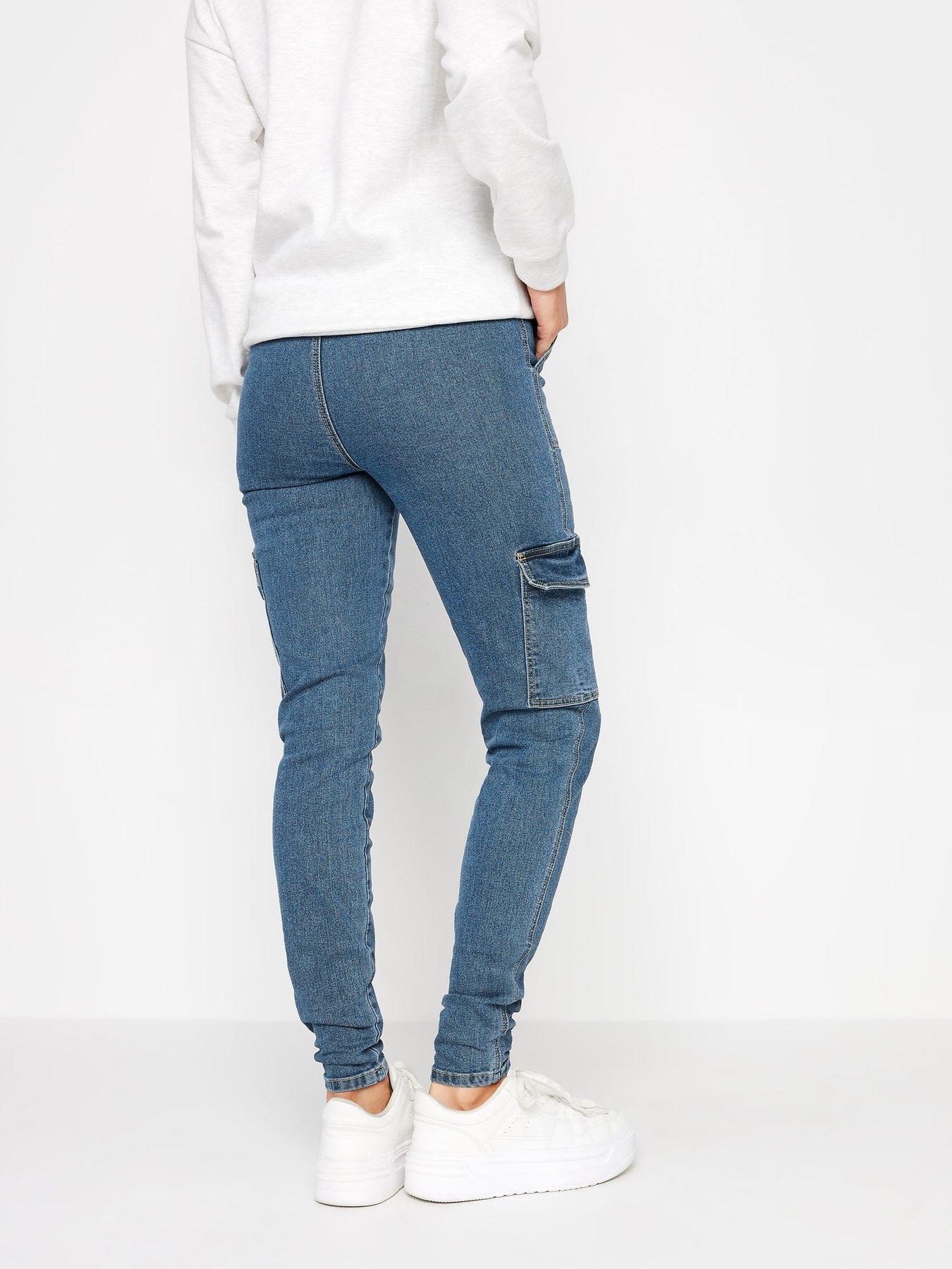 Long Tall Sally Mid Wash Blue Cargo Stretch Skinny Jean | Very.co.uk