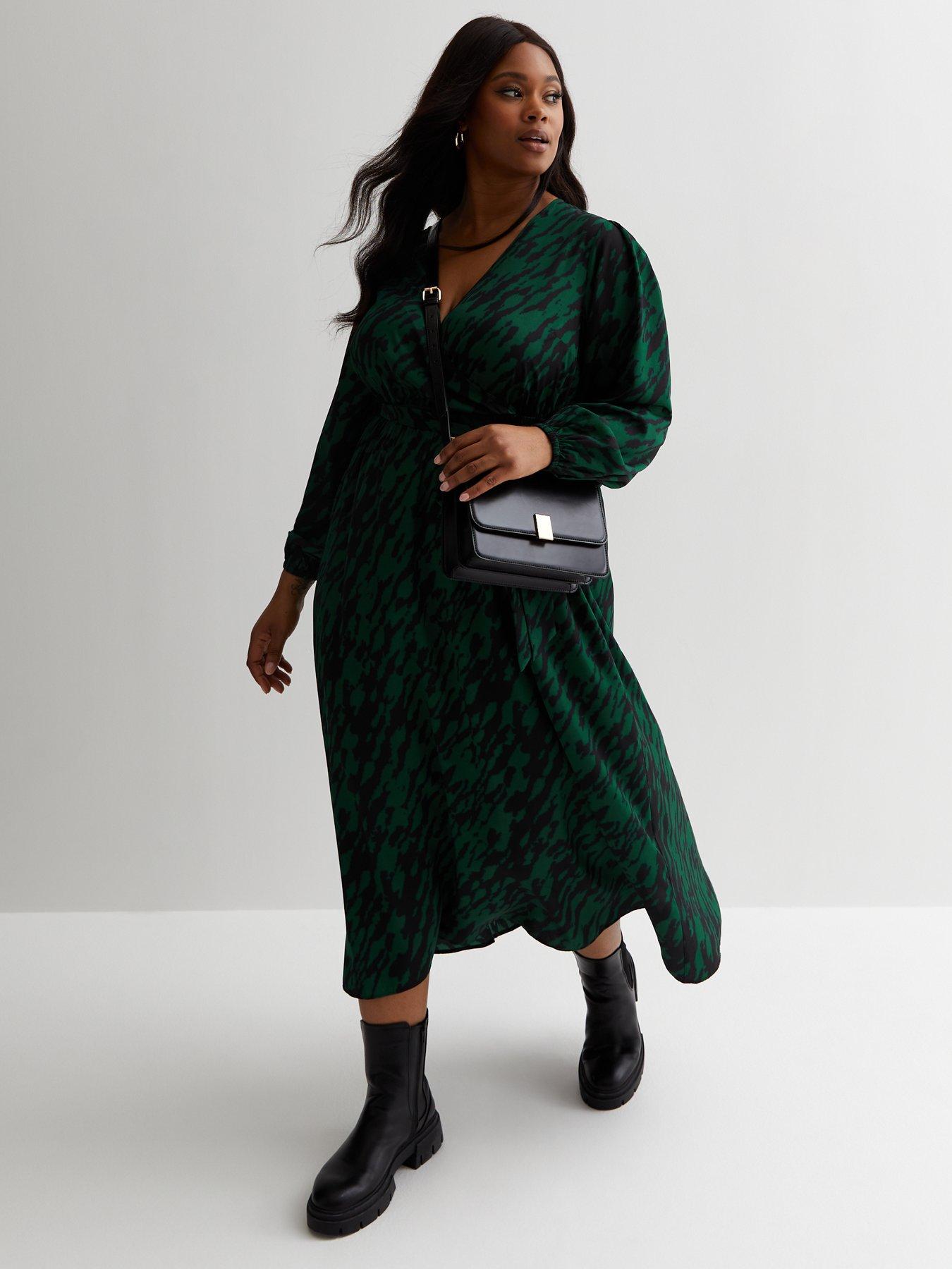 New Look X Ac Frill Fixed Wrap Midi - Print | Very.co.uk