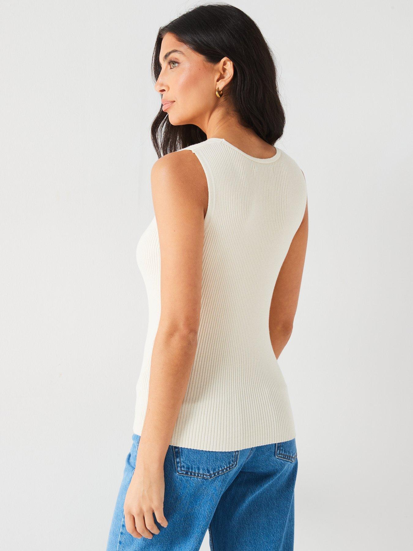 Everyday Ribbed Knit Vest Co-ord - Cream | Very