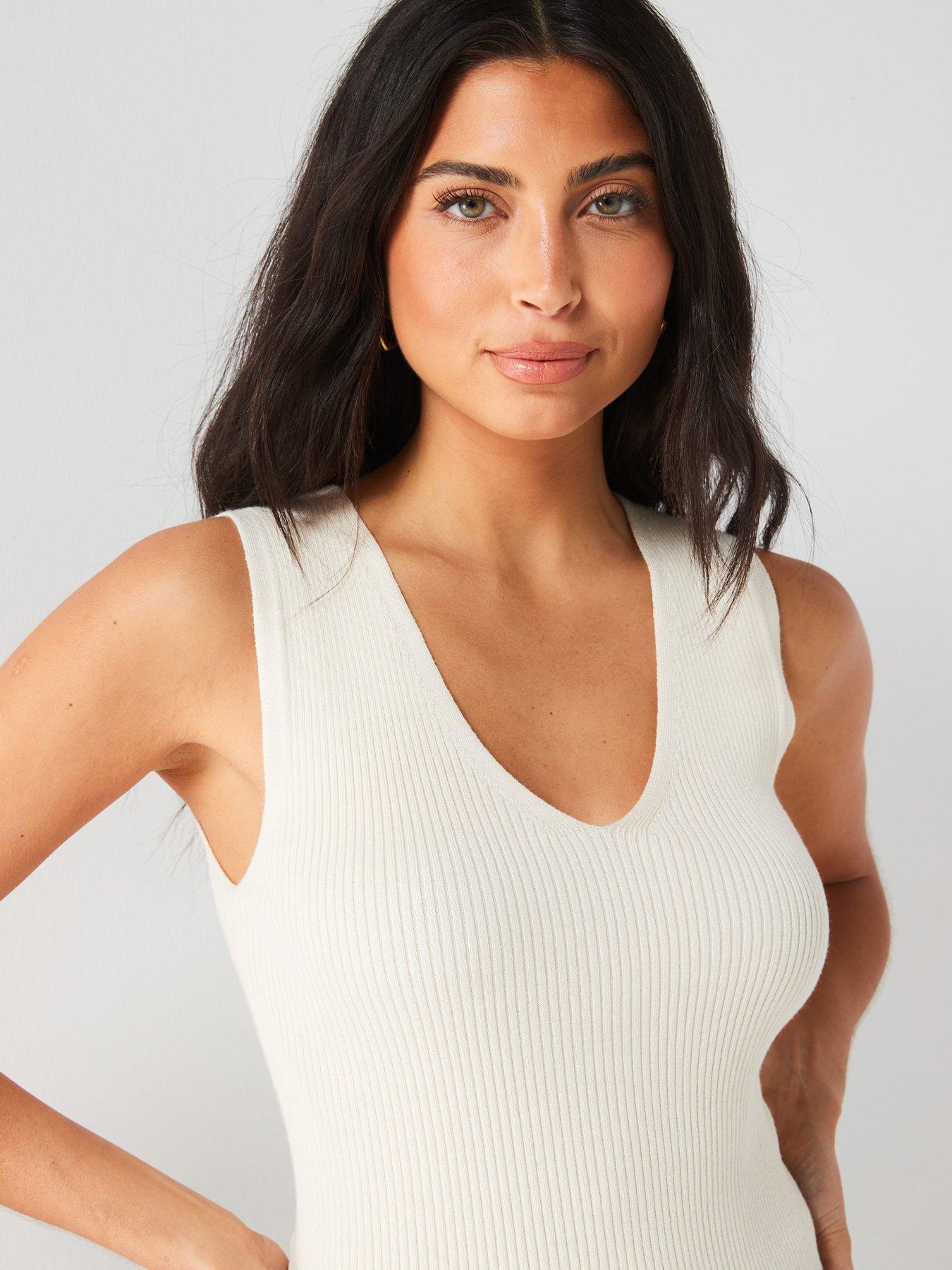 Everyday Ribbed Knit Vest Co-ord - Cream | Very