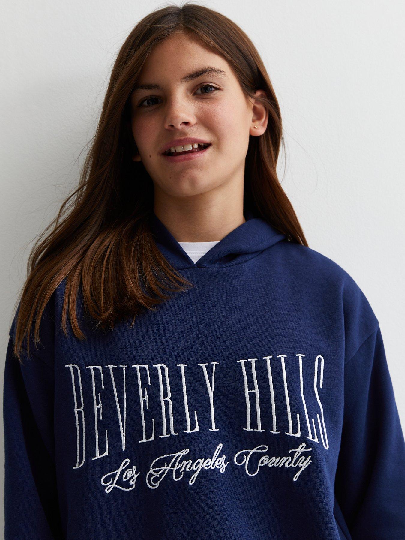 New Look 915 Girls Navy Beverly Hills Logo Hoodie | Very.co.uk