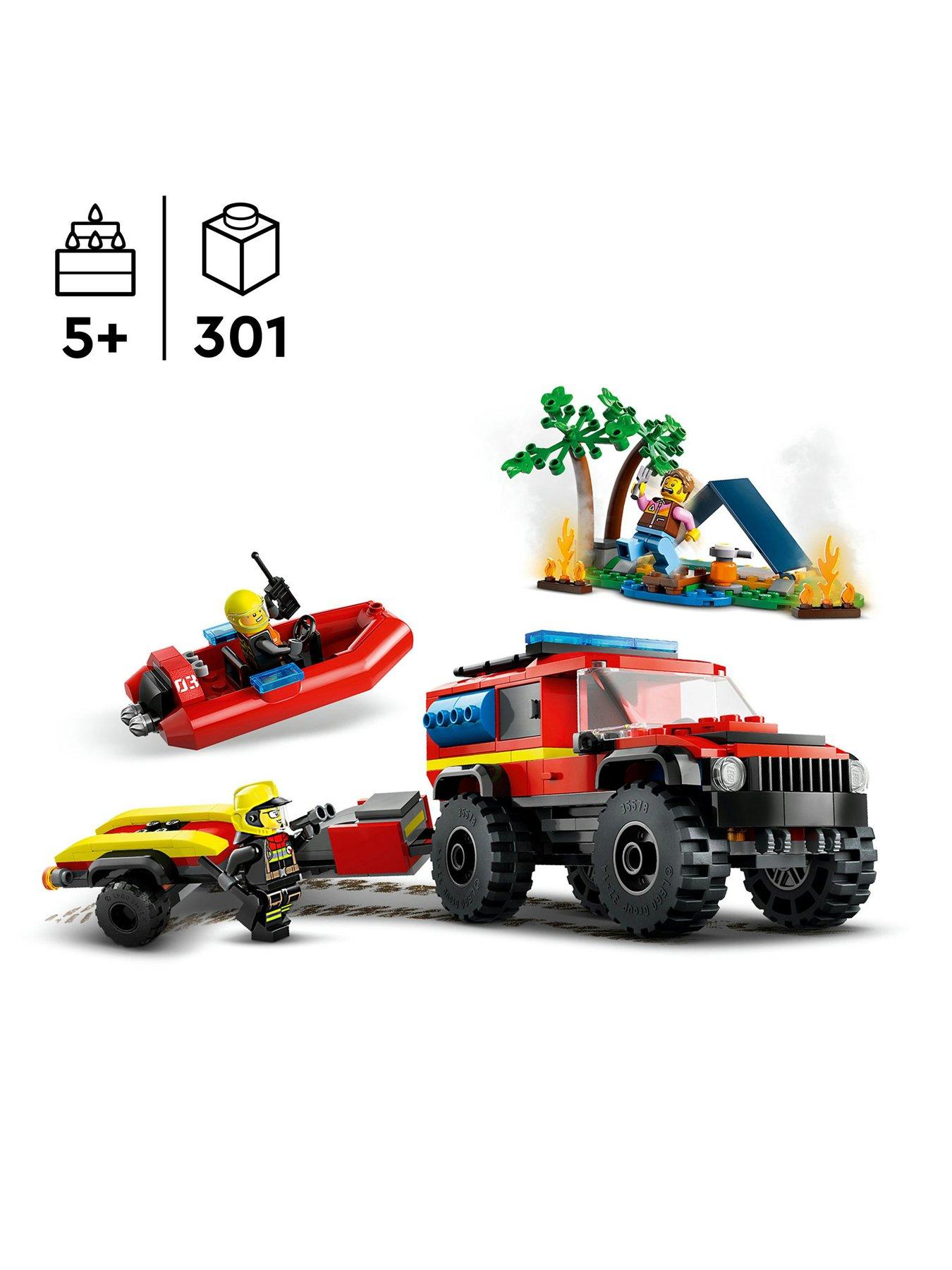 LEGO City 4x4 Fire Engine with Rescue Boat Toy 60412 | Very