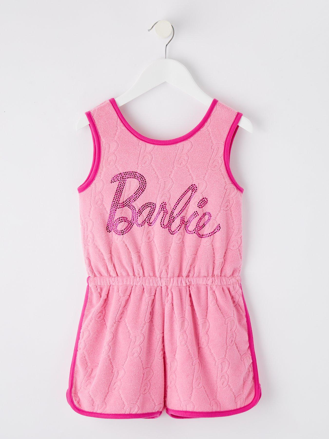 Barbie Embossed Towelling Playsuit - Pink | Very.co.uk