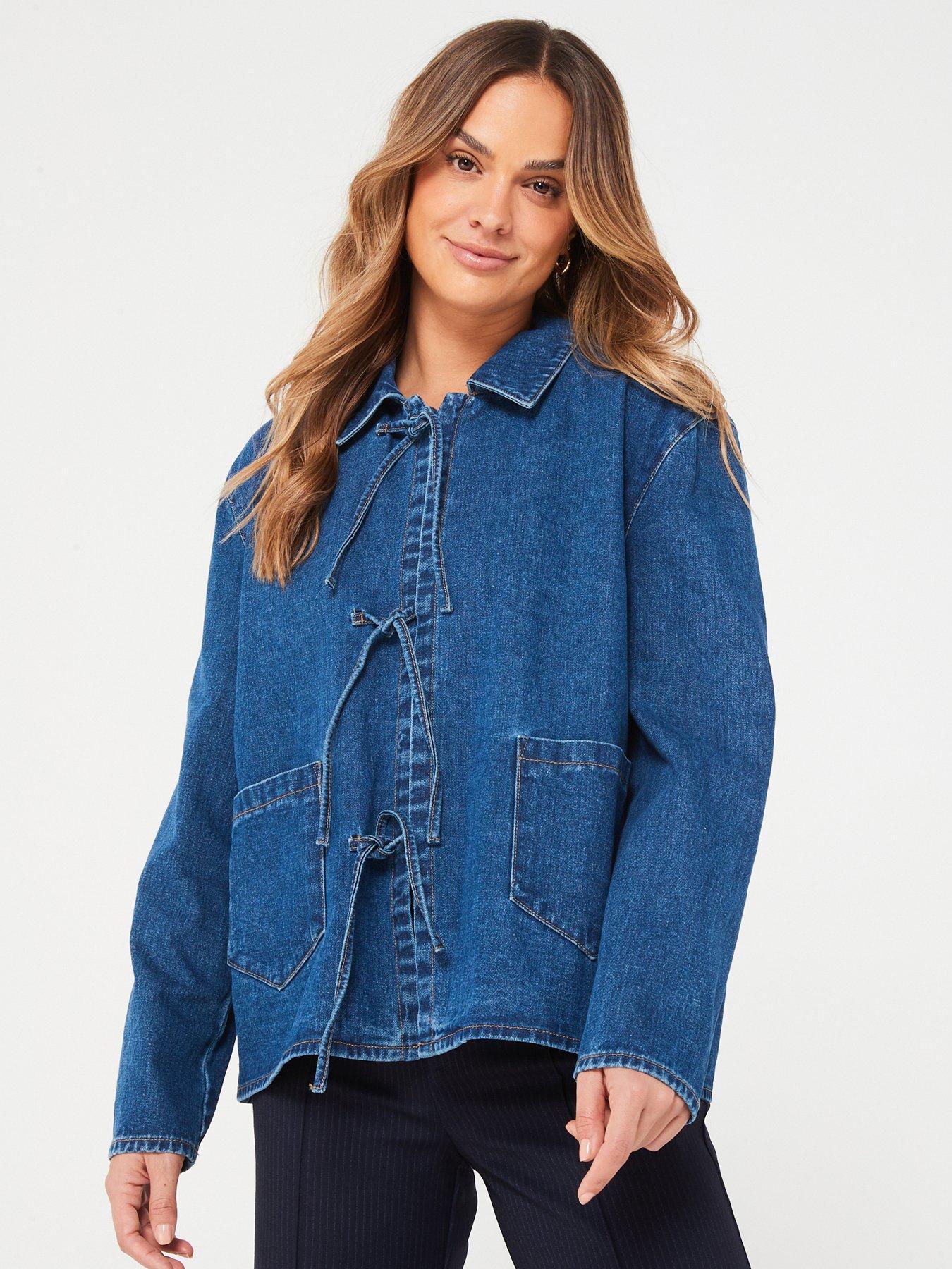 Only Thille Long Sleeve Denim Tie Jacket - Blue | very.co.uk