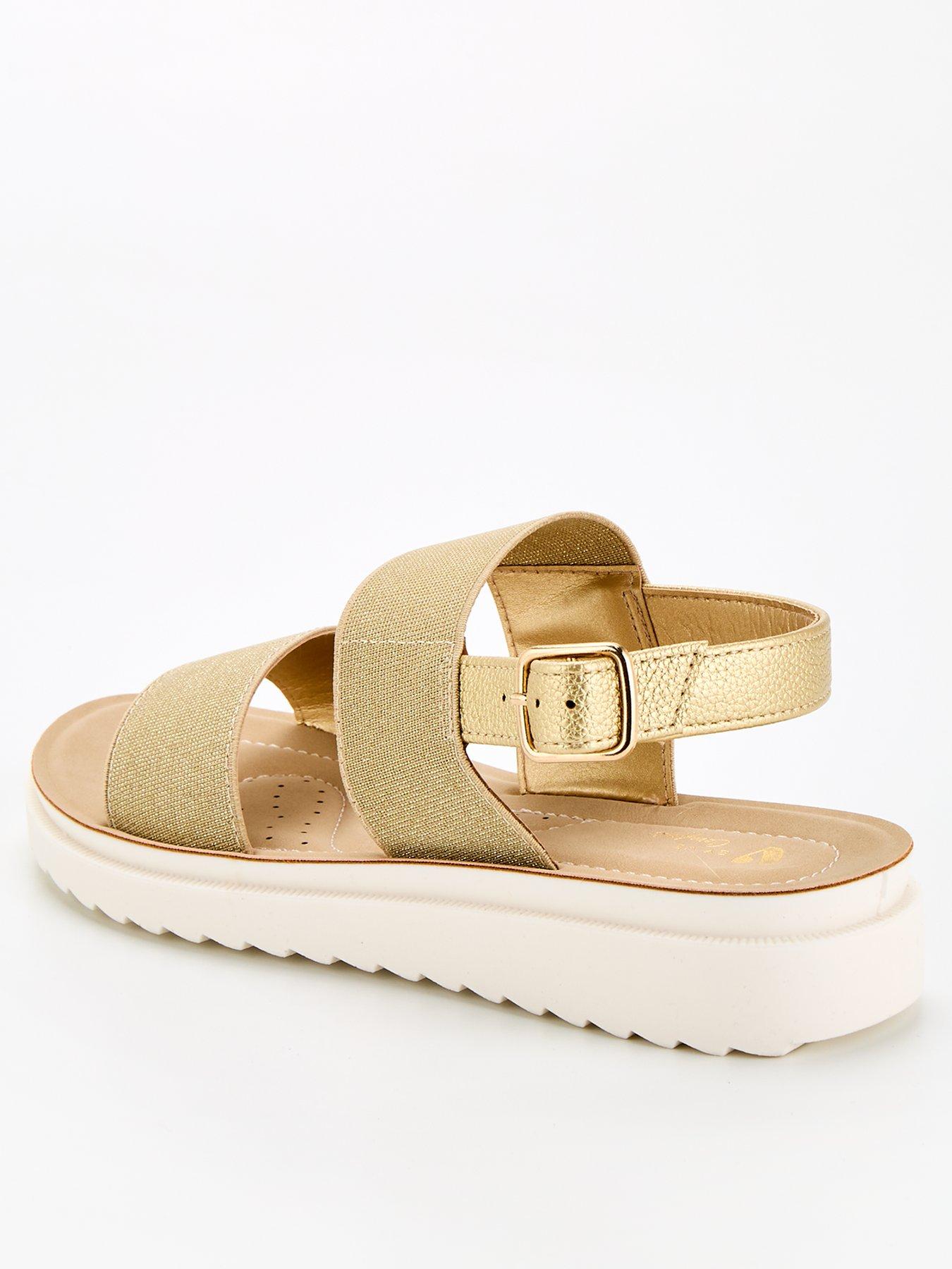 V by Very Comfort Wide Fit Elastic Strap Comfort Sandal - Gold | Very