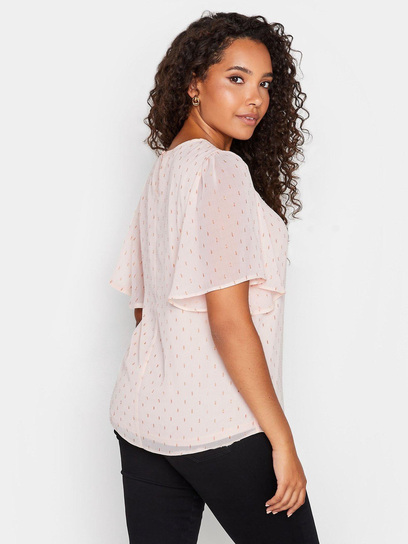 M&Co Dobby Angel Sleeve Blouse - Pink | very.co.uk