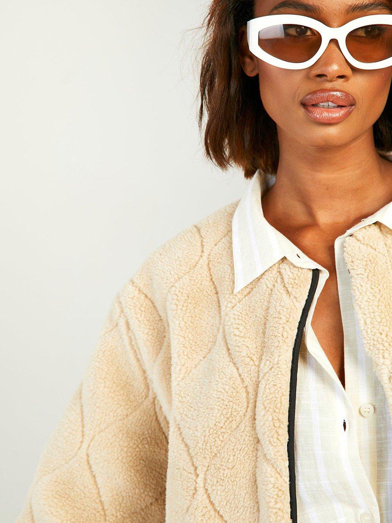 Boohoo Onion Quilted Faux Fur Teddy Jacket - Beige | Very