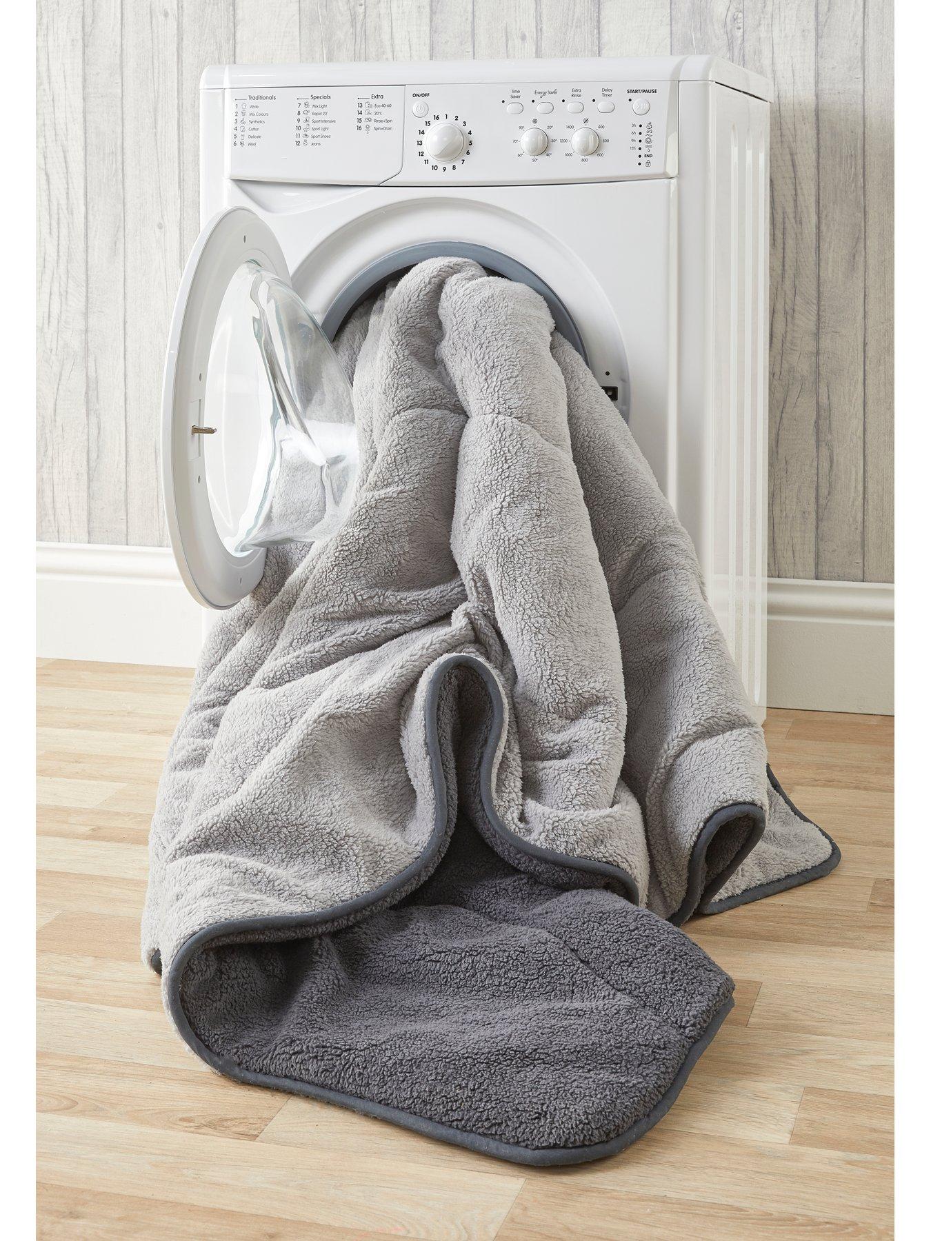 Very Home Teddy Fleece Easy Wash Reversible Coverless Duvet - Charcoal ...