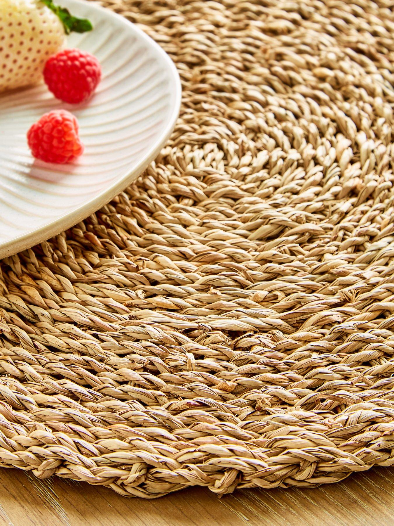 Very Home Set Of 4 Round Dark Seagrass Placemats | very.co.uk