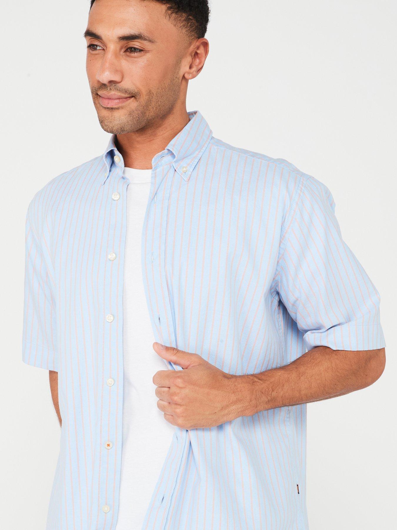 BOSS Lambey 1 Relaxed Fit Short Sleeve Shirt - Light Blue | Very