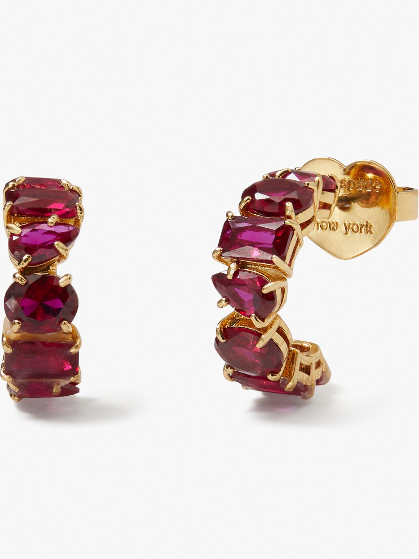 Kate Spade New York Small Stone Hoop Earrings -ruby | Very.co.uk