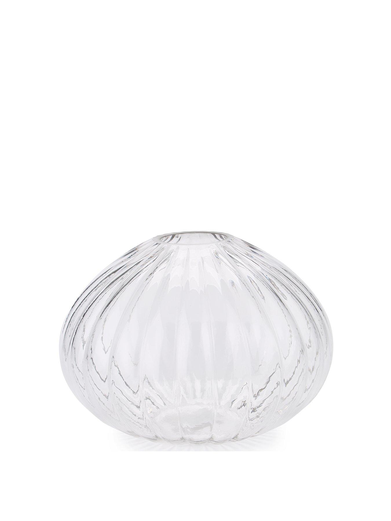 Very Home Large Glass Ribbed Vase | very.co.uk