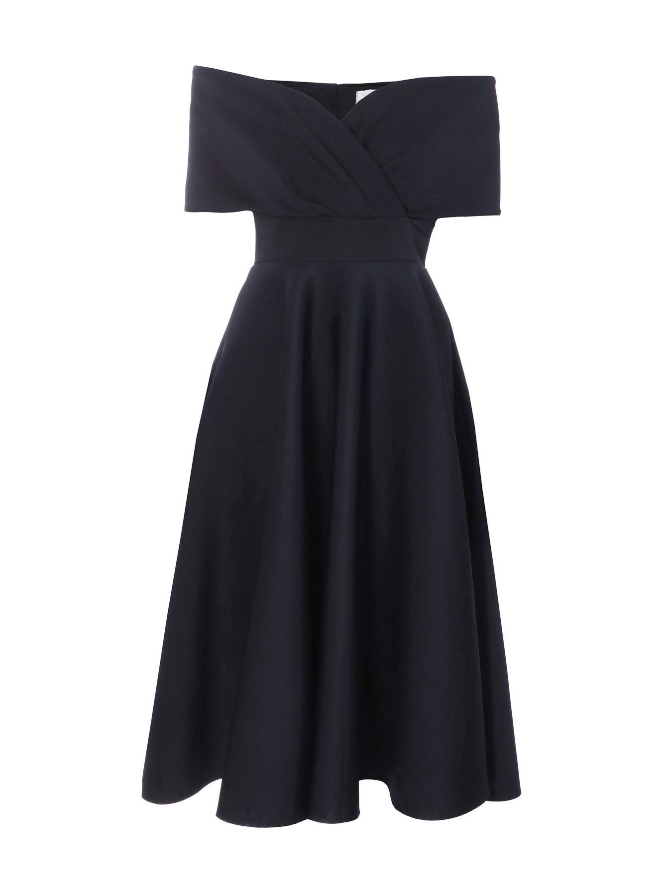 Quiz Navy Bardot Skater Midi Dress | Very