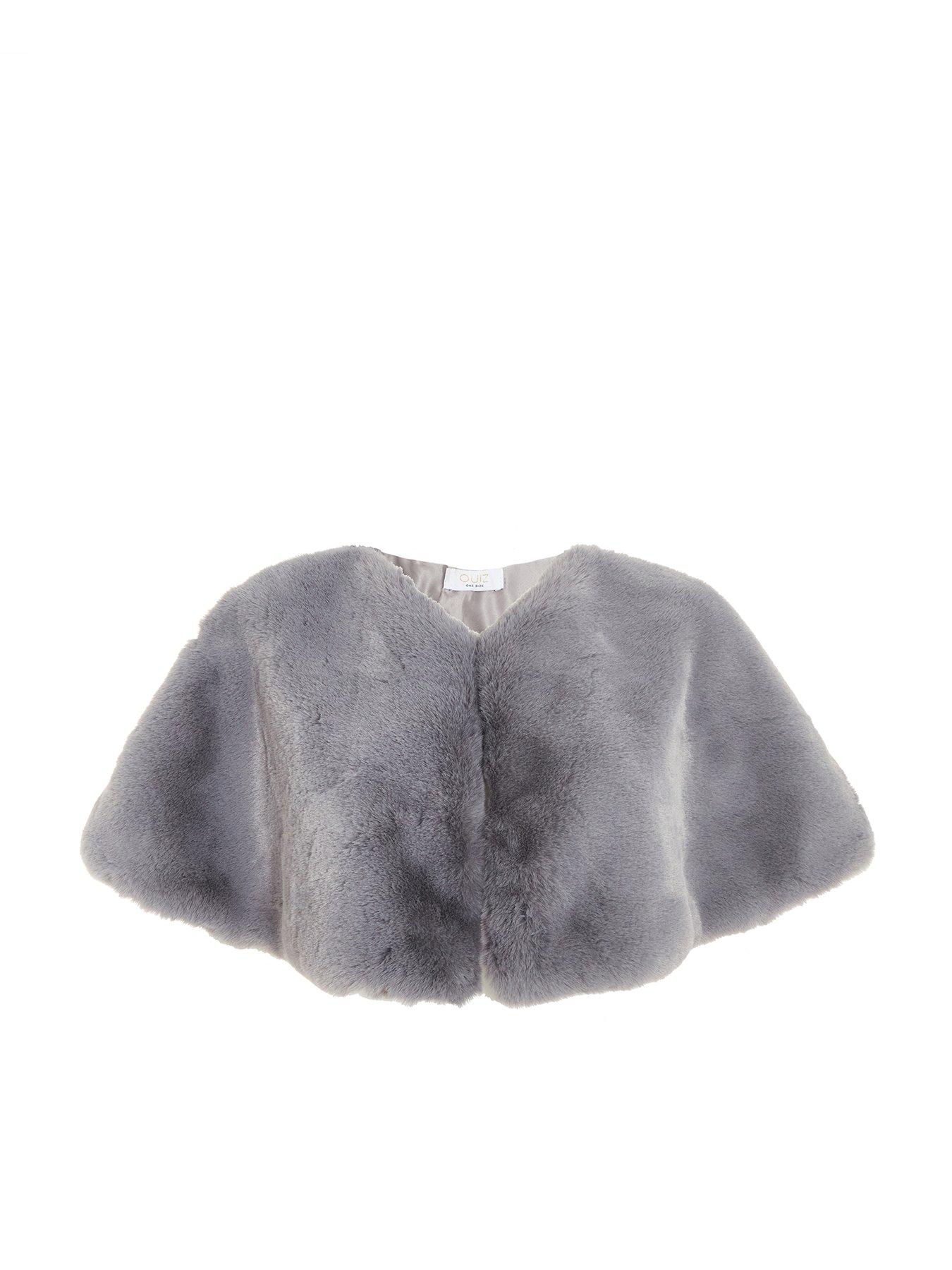 Quiz Grey Faux Fur Wrap | Very