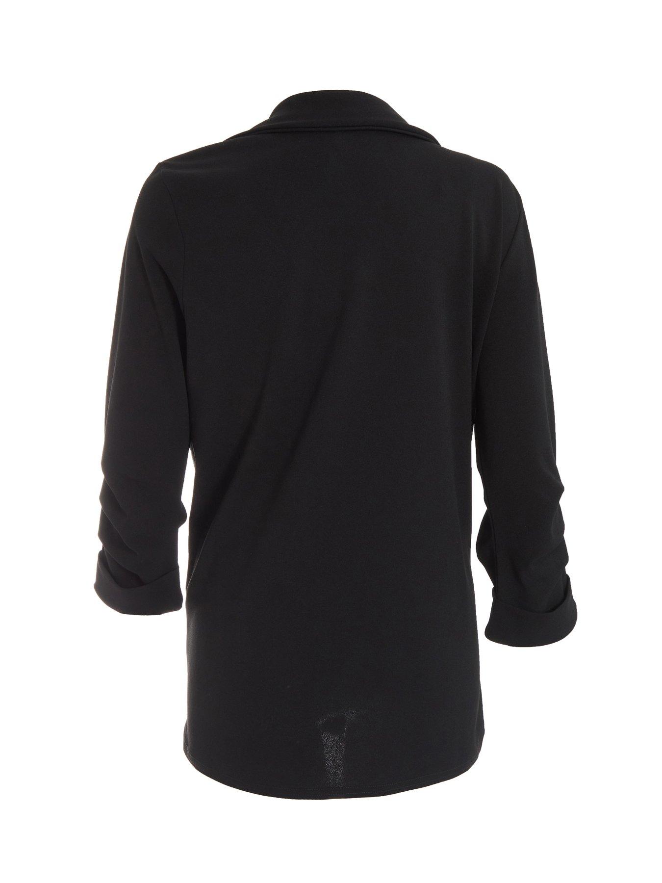 Quiz Ruched Sleeve Blazer - Black | Very