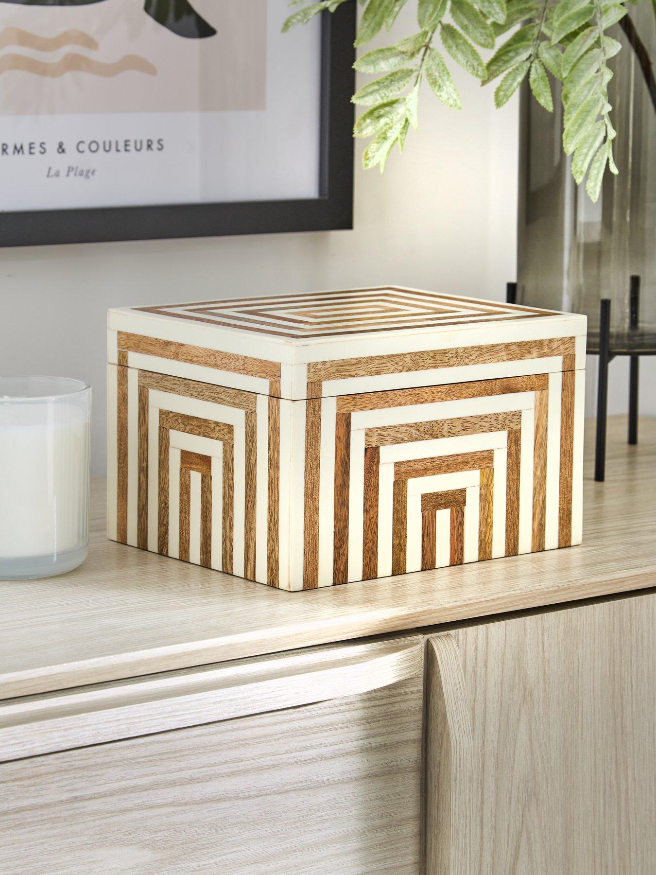 Very Home Resin Wooden Box Linear Design | Very
