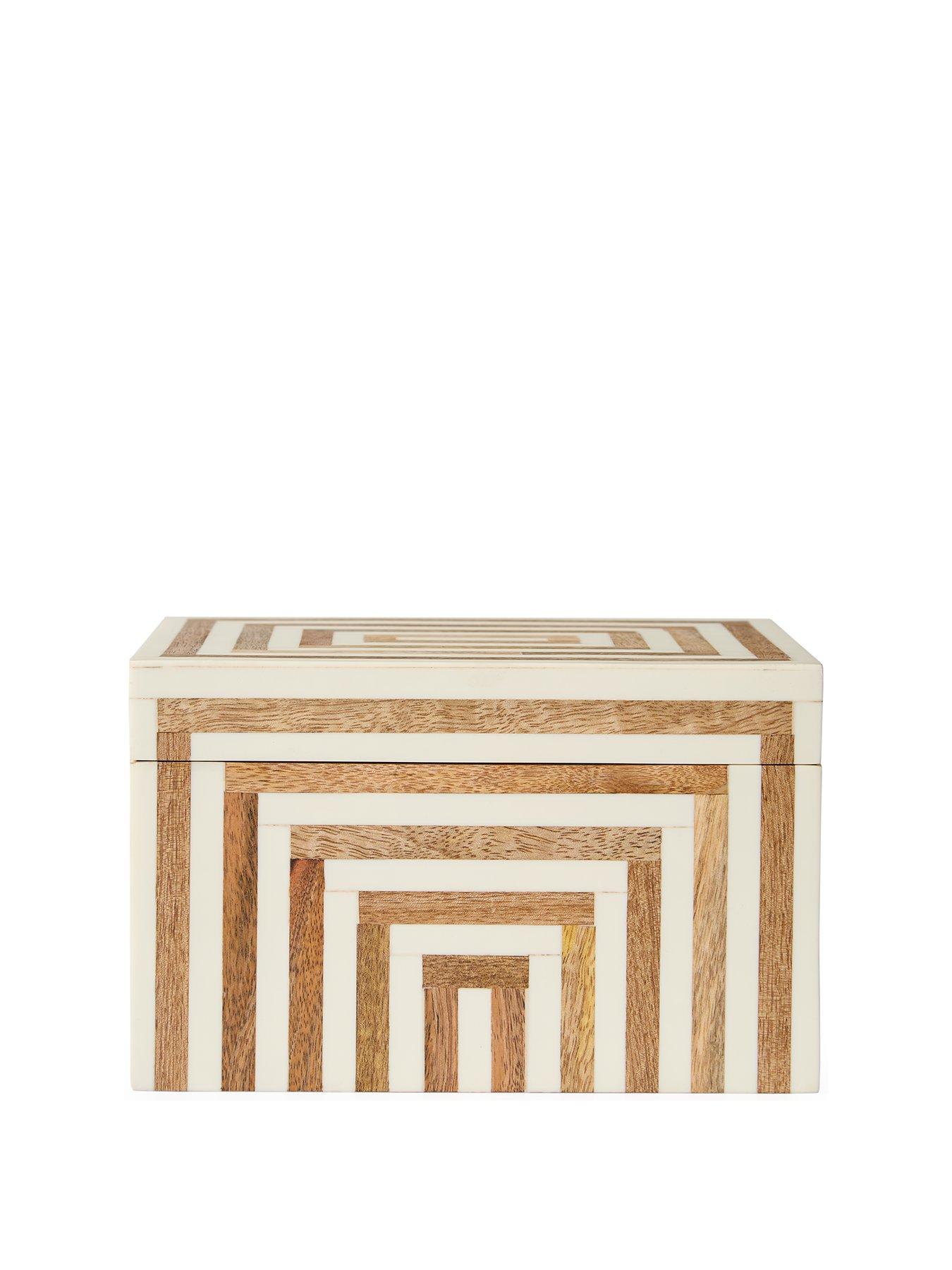 Very Home Resin Wooden Box Linear Design | very.co.uk