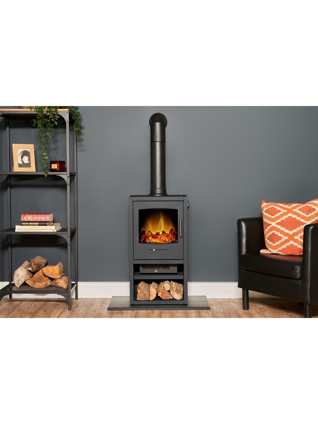 Adam Fires & Fireplaces Adam Bergen XL Electric Stove in Charcoal Grey ...