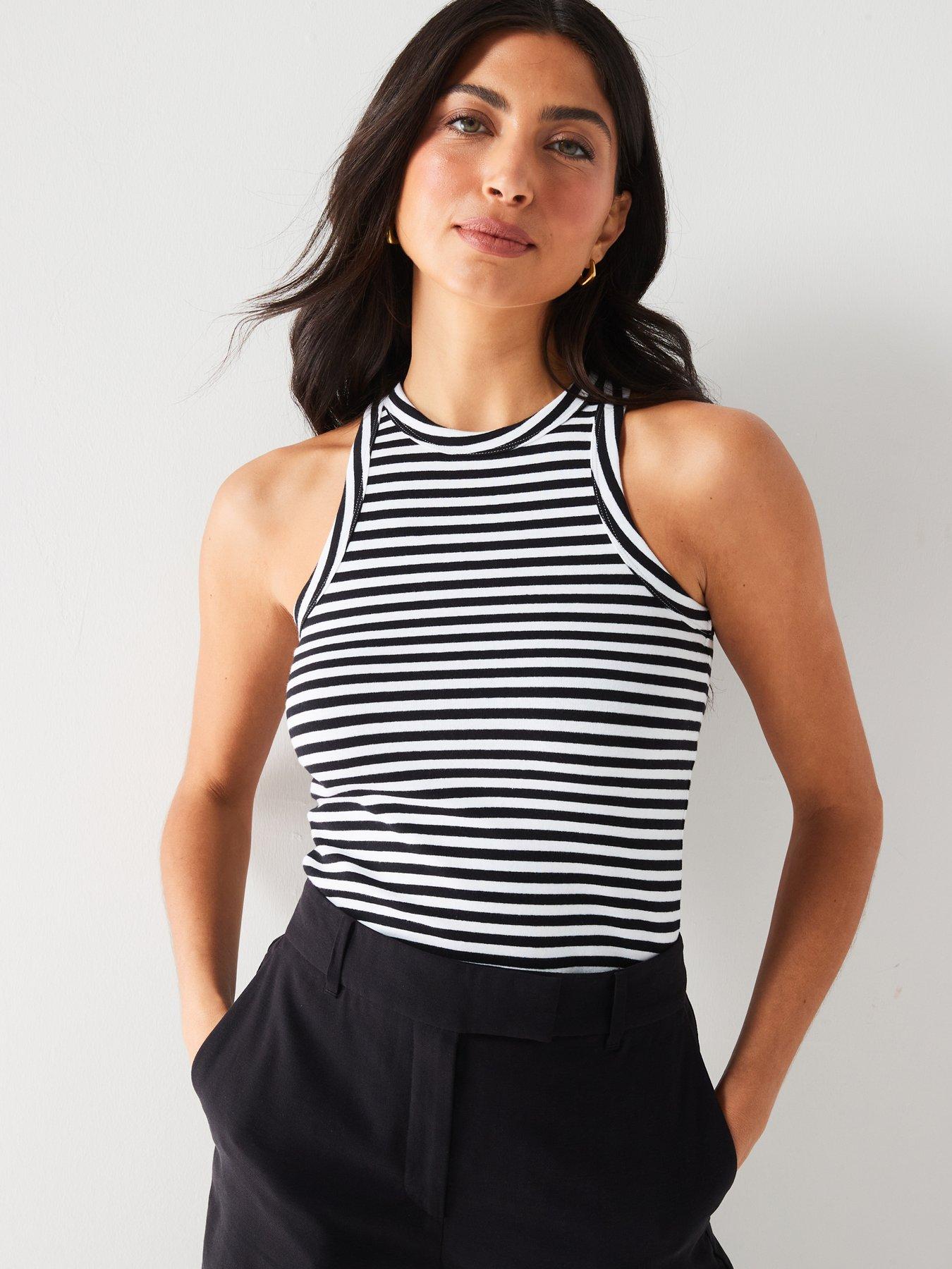 Everyday Striped Rib Vest - Mono | Very