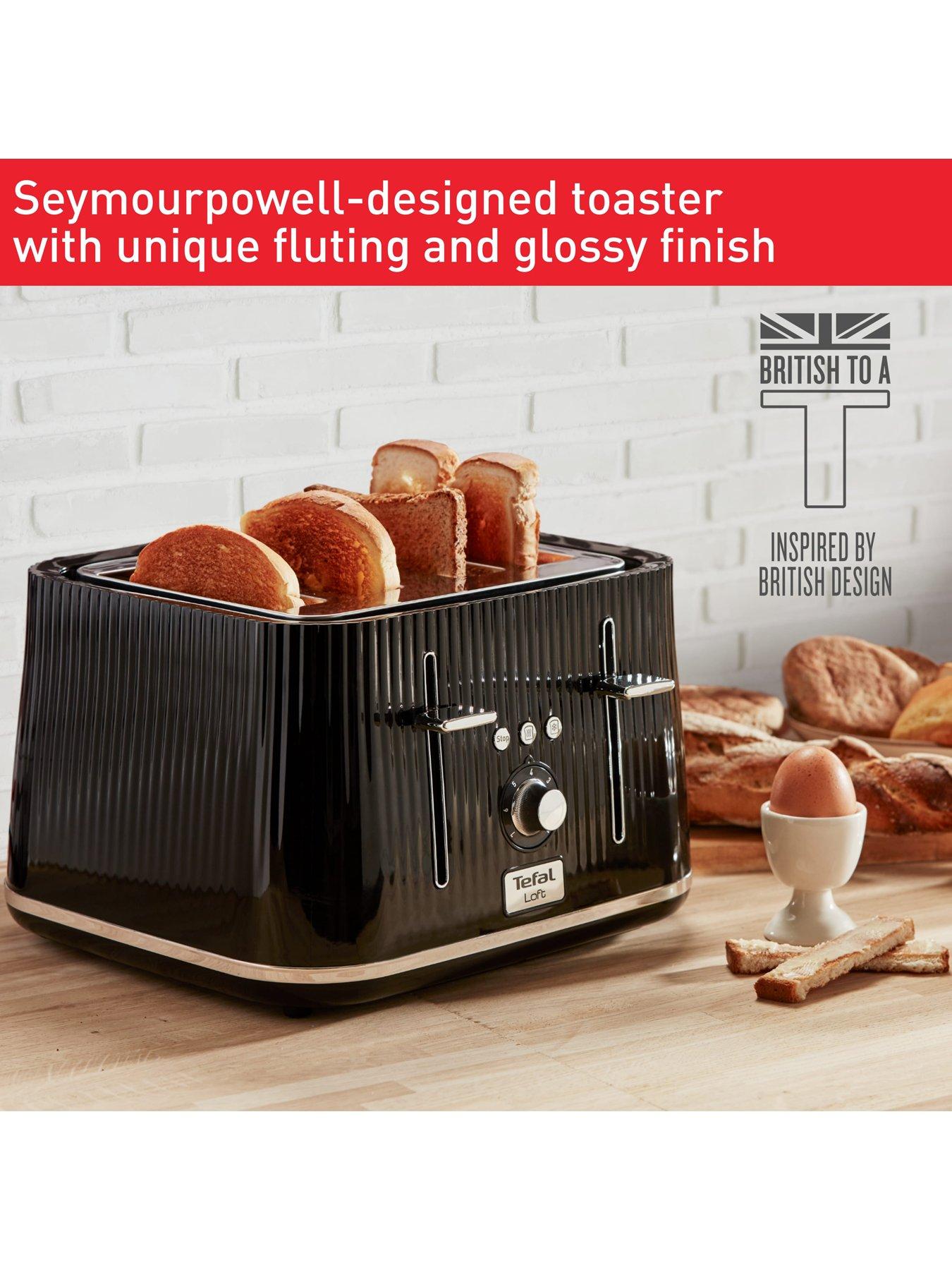 Tefal Loft 4 Slice Toaster, Black, TT760840 | very.co.uk