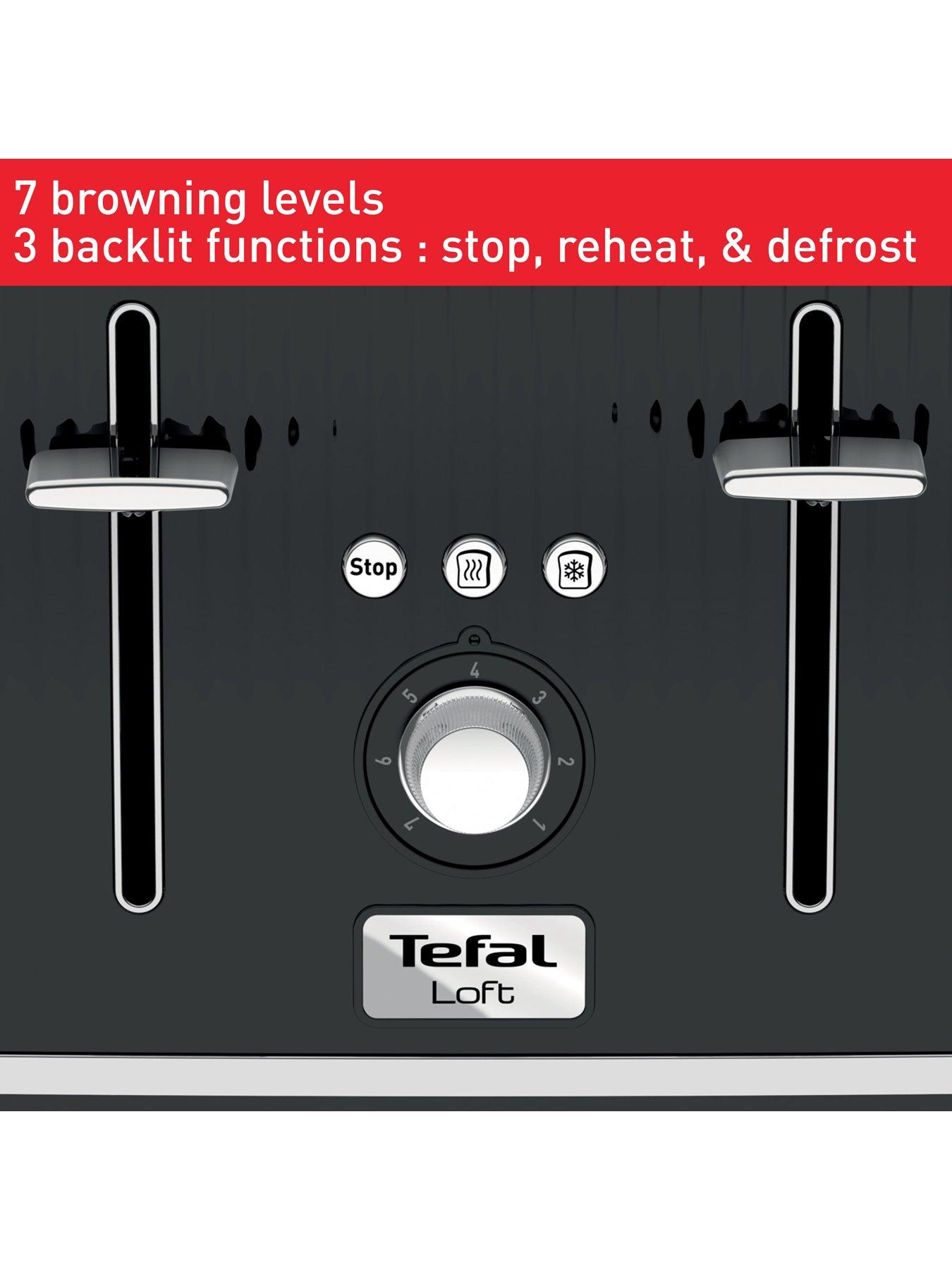 Tefal Loft 4 Slice Toaster, Black, TT760840 | Very