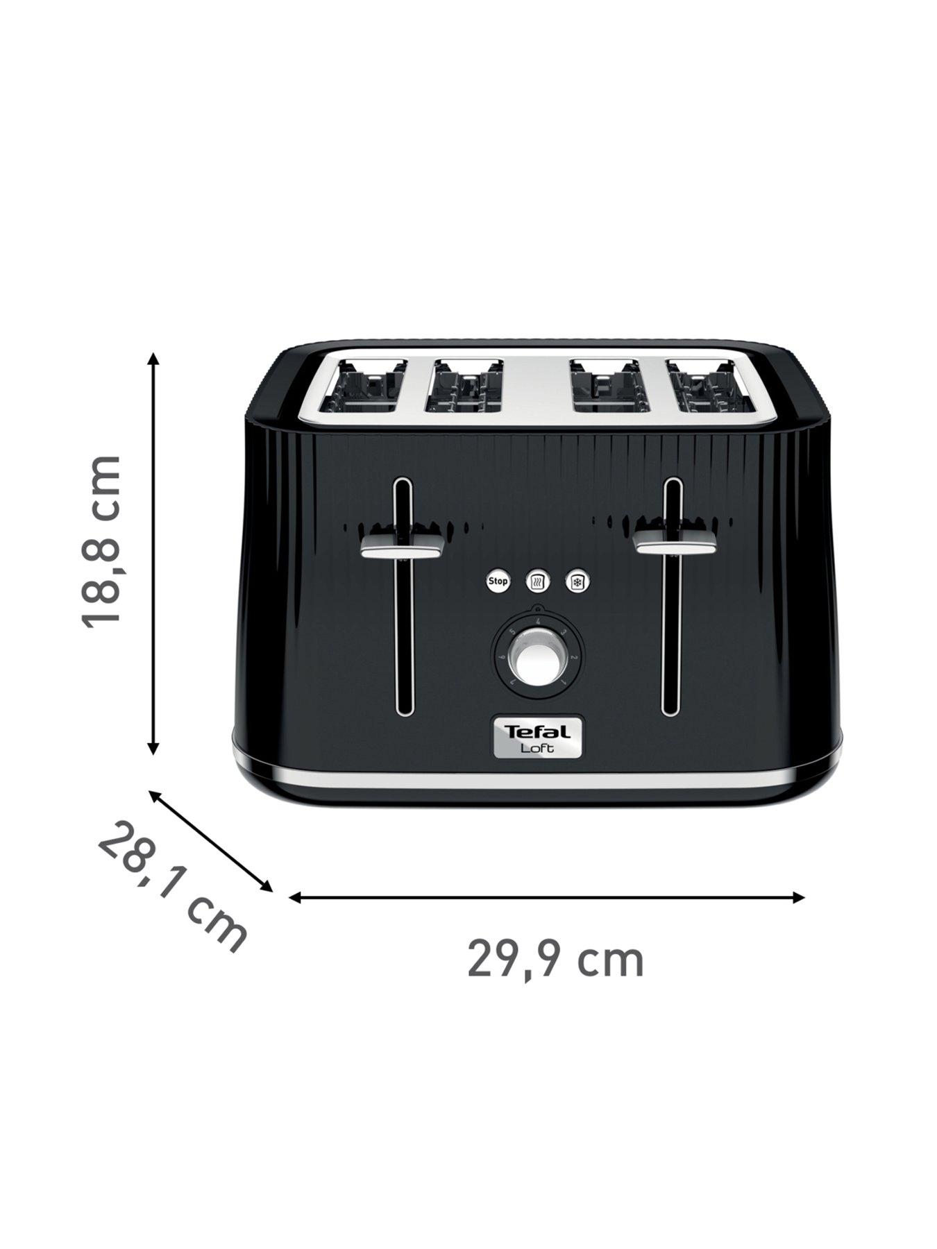 Tefal Loft 4 Slice Toaster, Black, TT760840 | Very