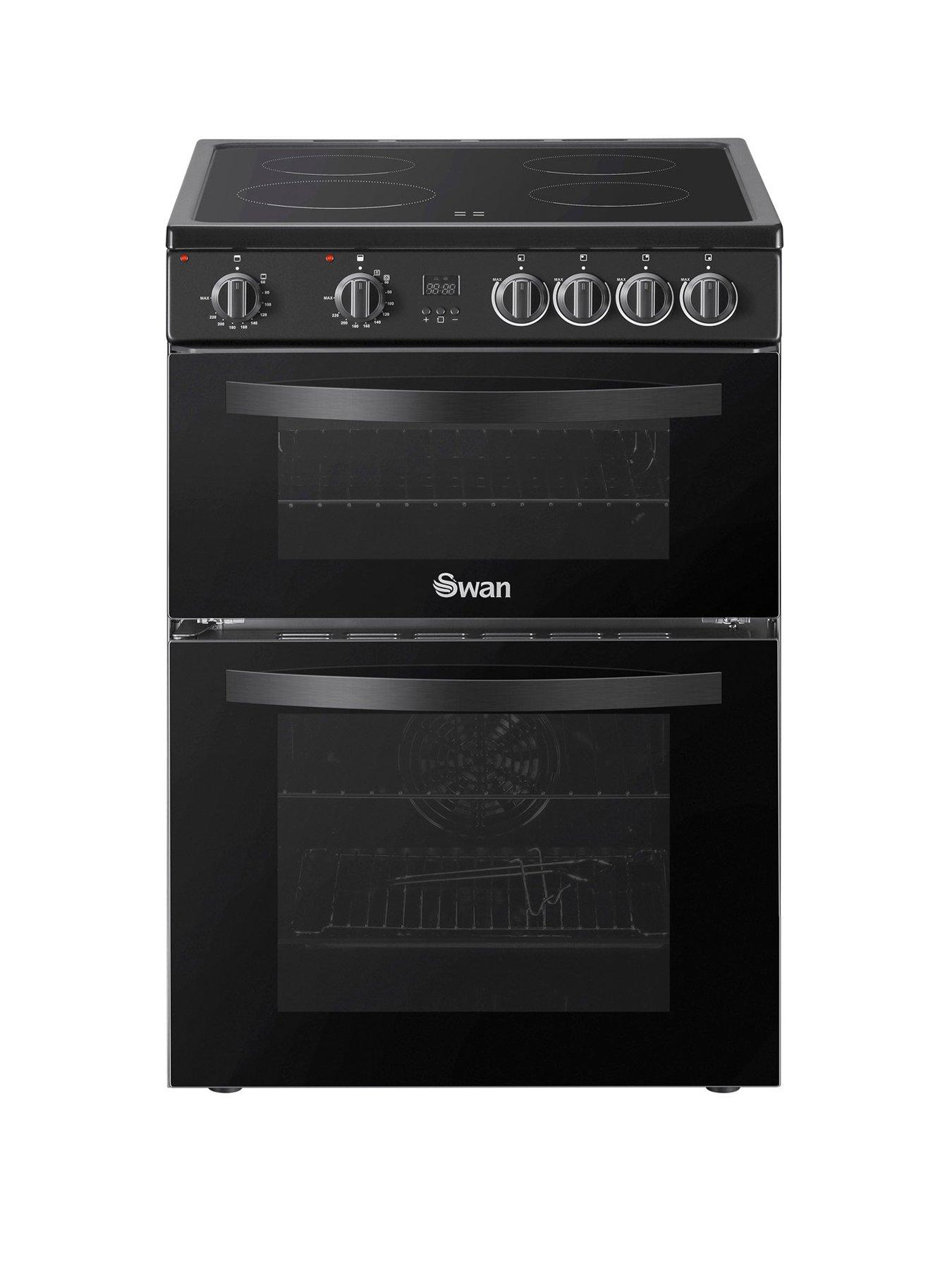 Swan SX16720B 60cm Wide Twin Cavity Electric Cooker with Ceramic Hob ...