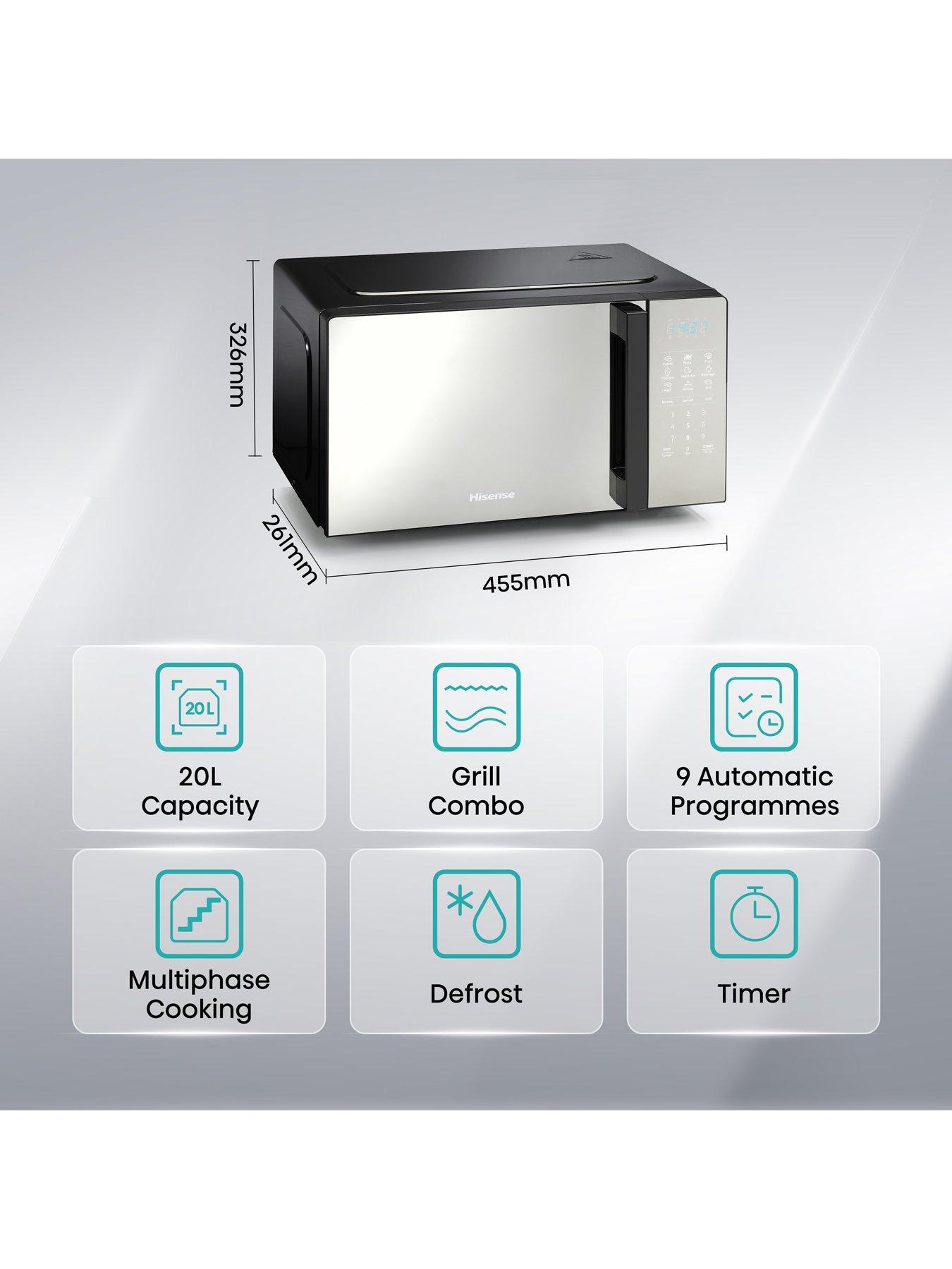 Hisense 20 Litre Microwave Mirror Look- Black Stainless Steel | Very