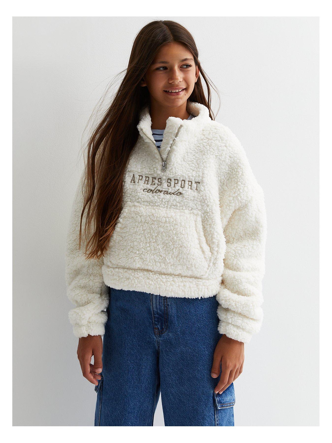 New Look 915 Girls Cream Apres Sport Logo High Neck Fleece Jumper ...