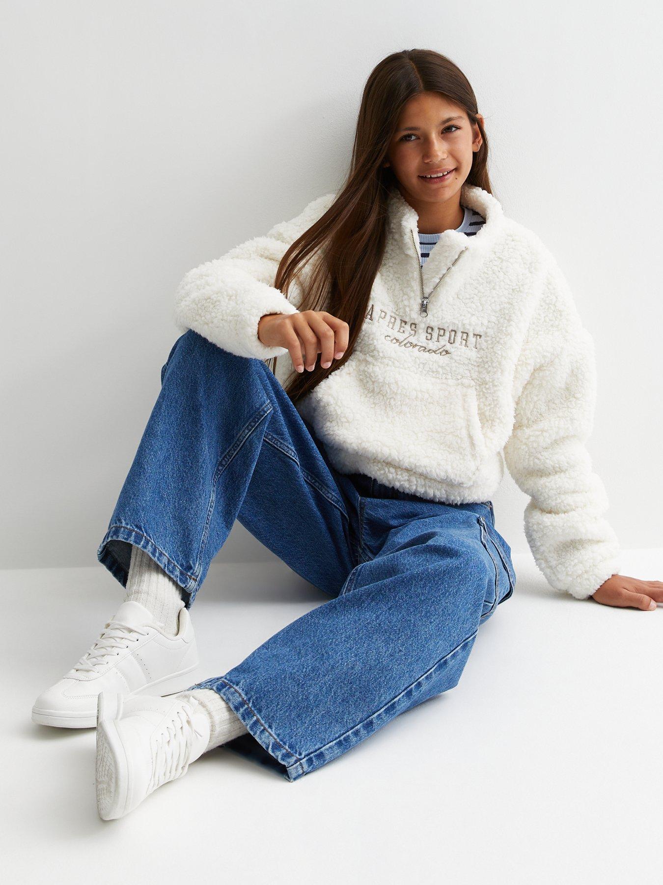 New Look 915 Girls Cream Apres Sport Logo High Neck Fleece Jumper ...