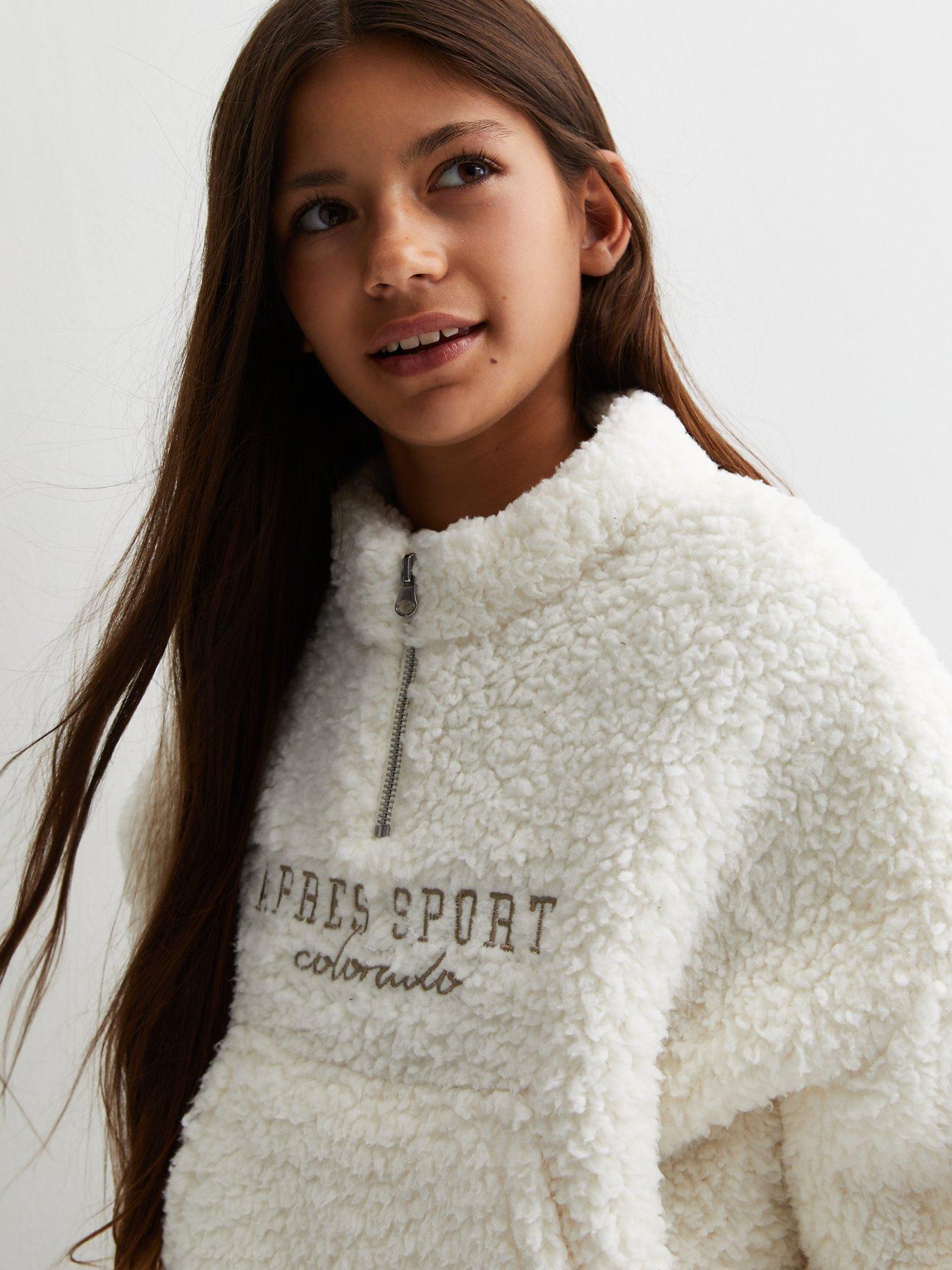 New Look 915 Girls Cream Apres Sport Logo High Neck Fleece Jumper ...