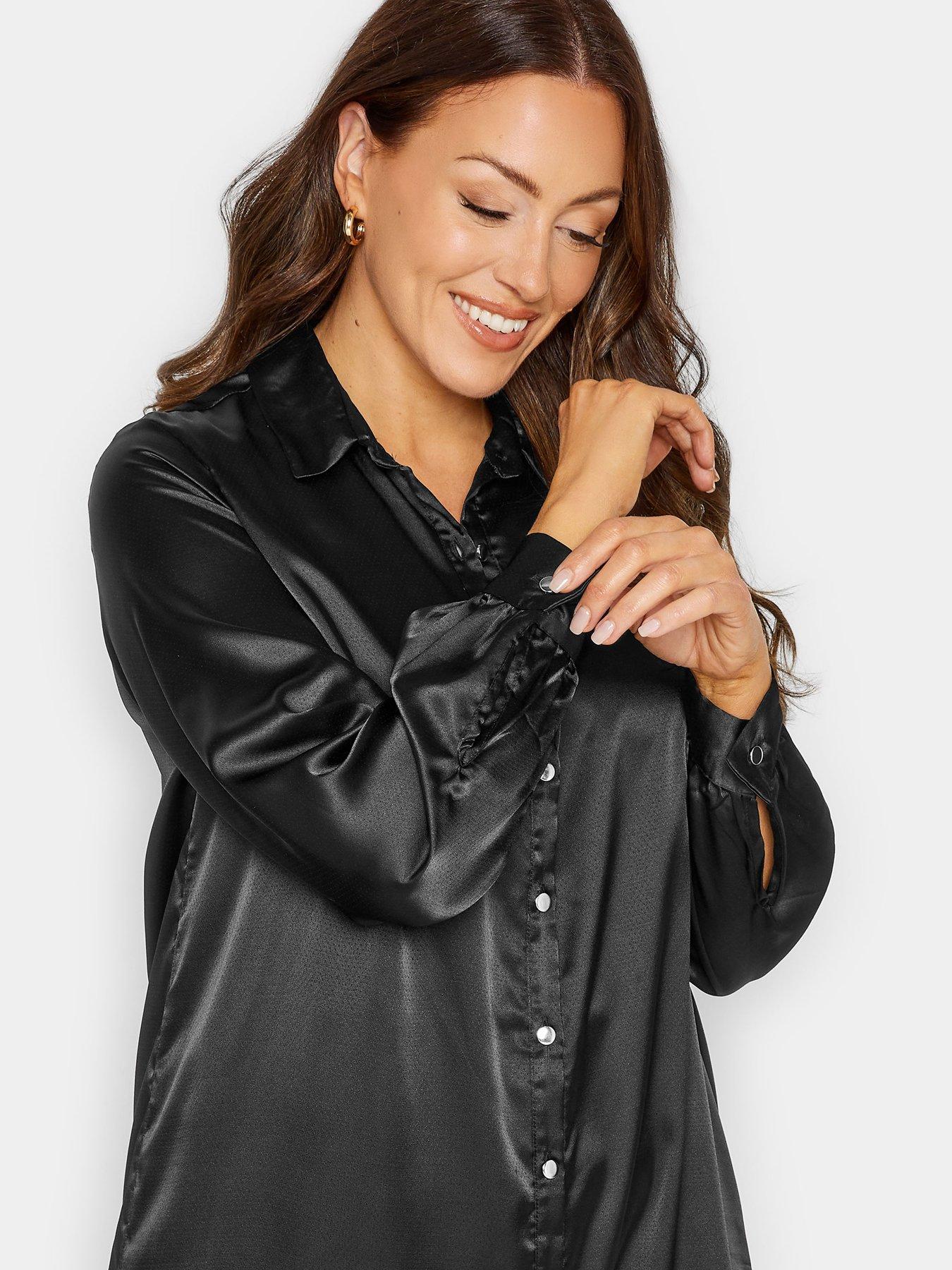 M&Co Satin Drop Hem Shirt - Black | Very