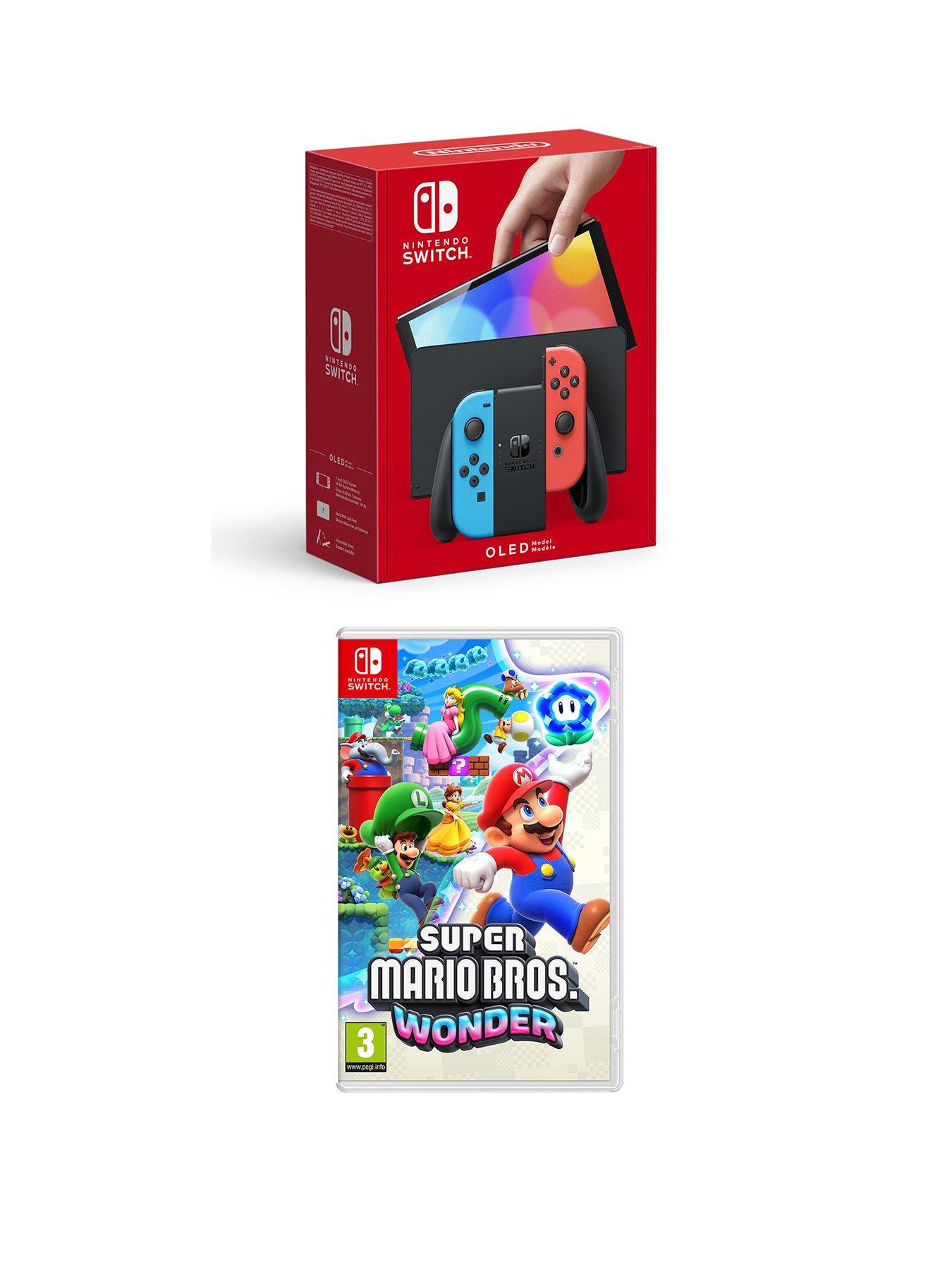 Nintendo Switch OLED Neon Blue/Neon Red Console & Super Mario Bros ...