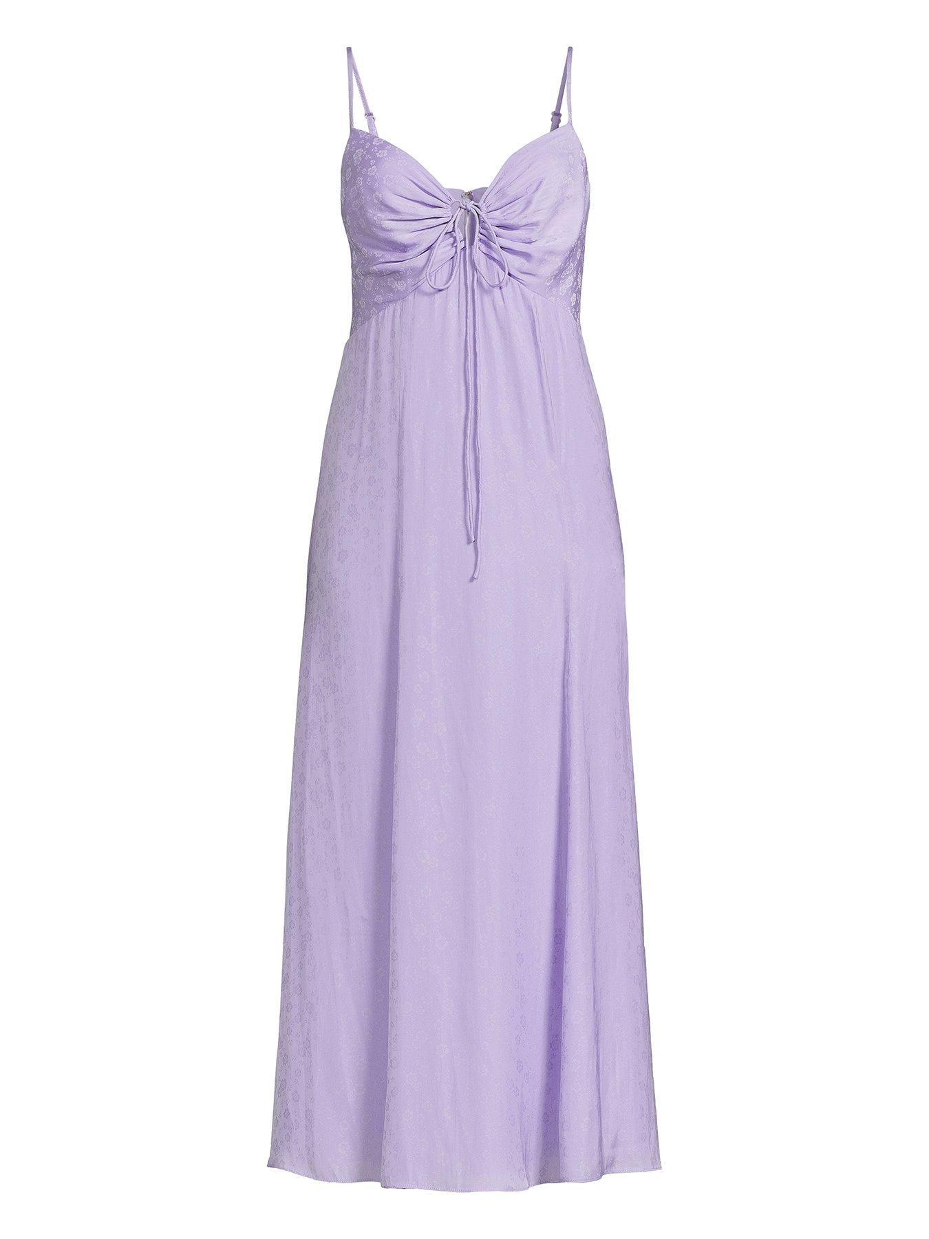 Michelle Keegan Spaghetti Strap Satin Jacquard Midi Dress Lilac Very