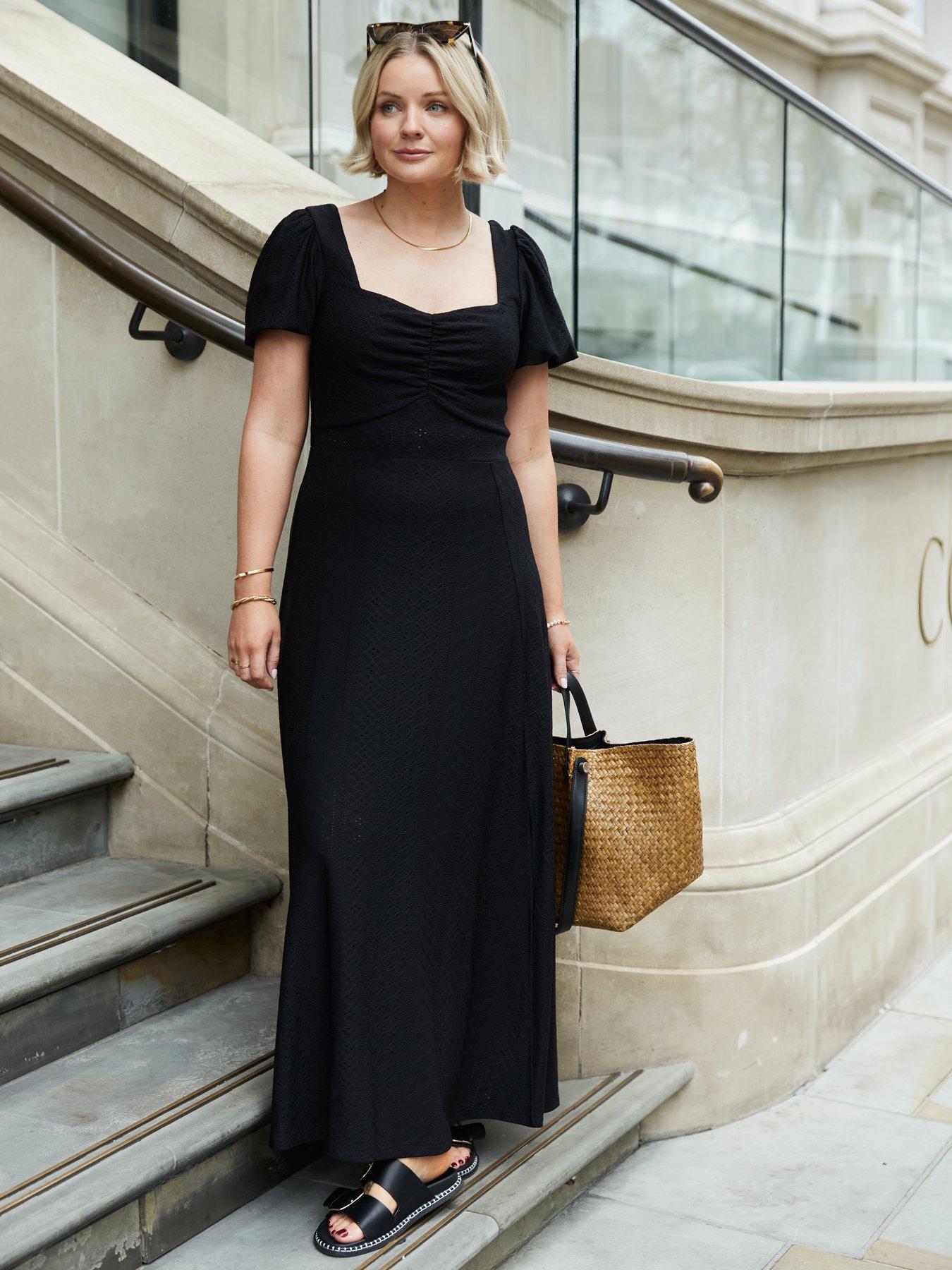 V by Very X Laura Byrnes Sweetheart Jersey Midi Dress - Black | Very